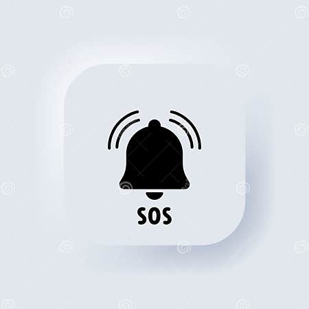SOS Icon. Emergency Bell. Neumorphic UI UX White User Interface Web ...
