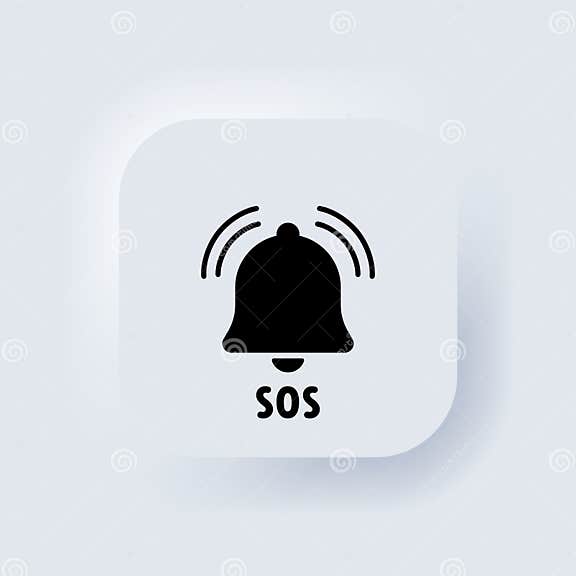 SOS Icon. Emergency Bell. Neumorphic UI UX White User Interface Web ...