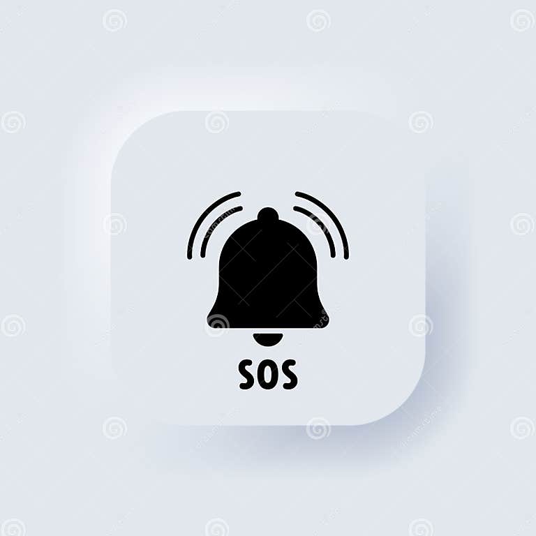 SOS Icon. Emergency Bell. Neumorphic UI UX White User Interface Web ...