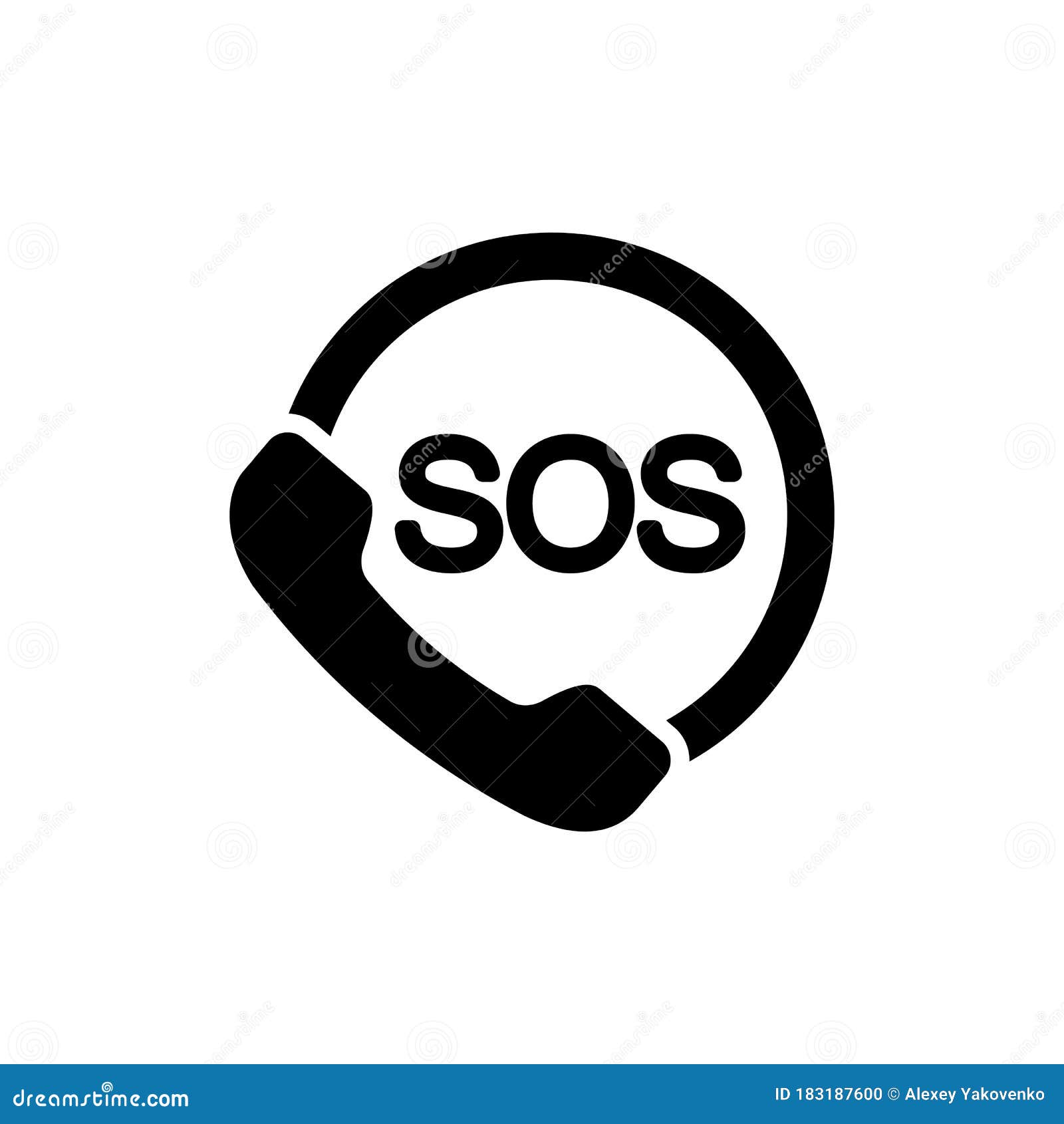 SOS Icon. Emergency Phone Contact Service on Isolated White Background ...