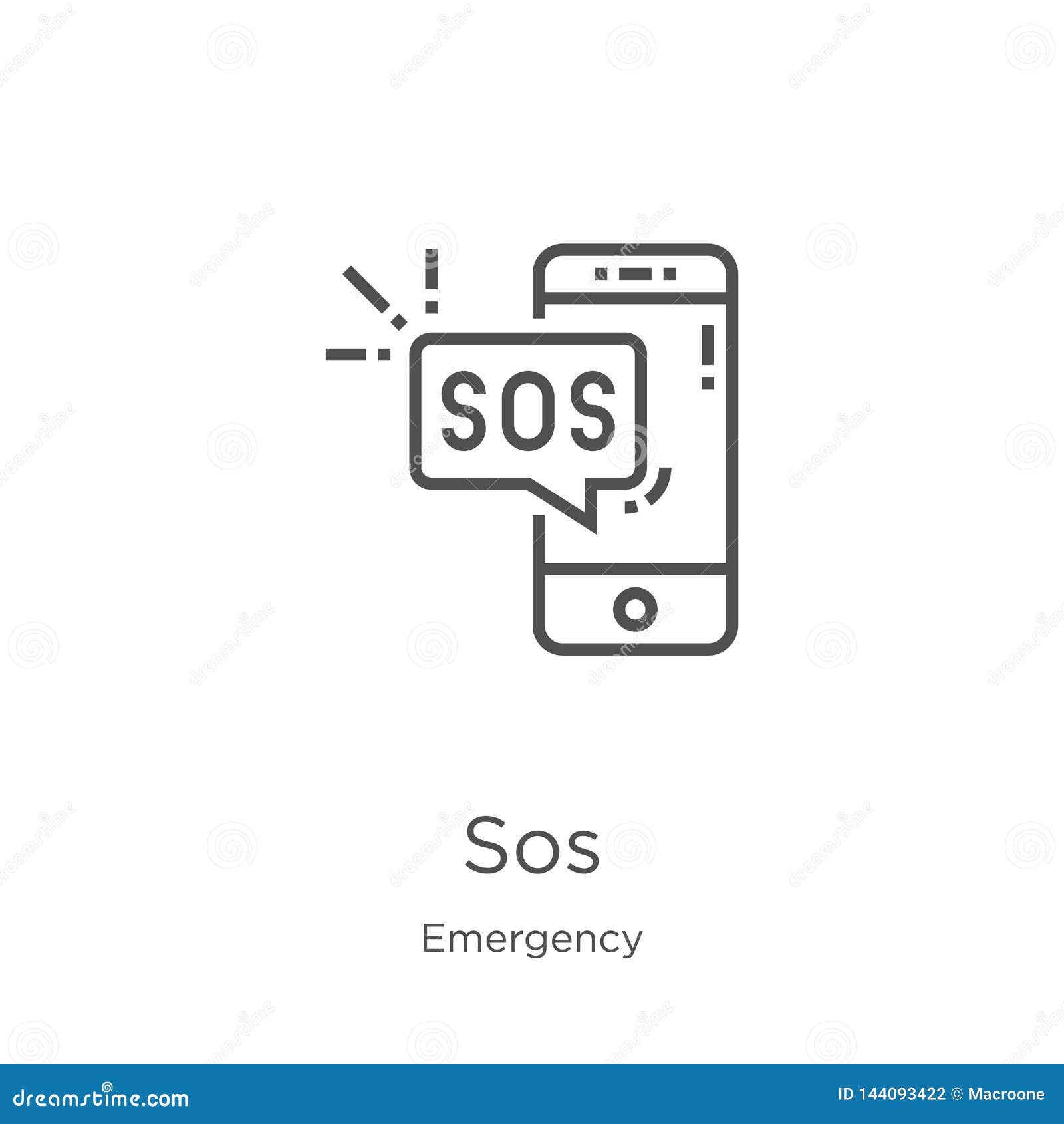 Sos Icon Vector from Emergency Collection. Thin Line Sos Outline Icon ...