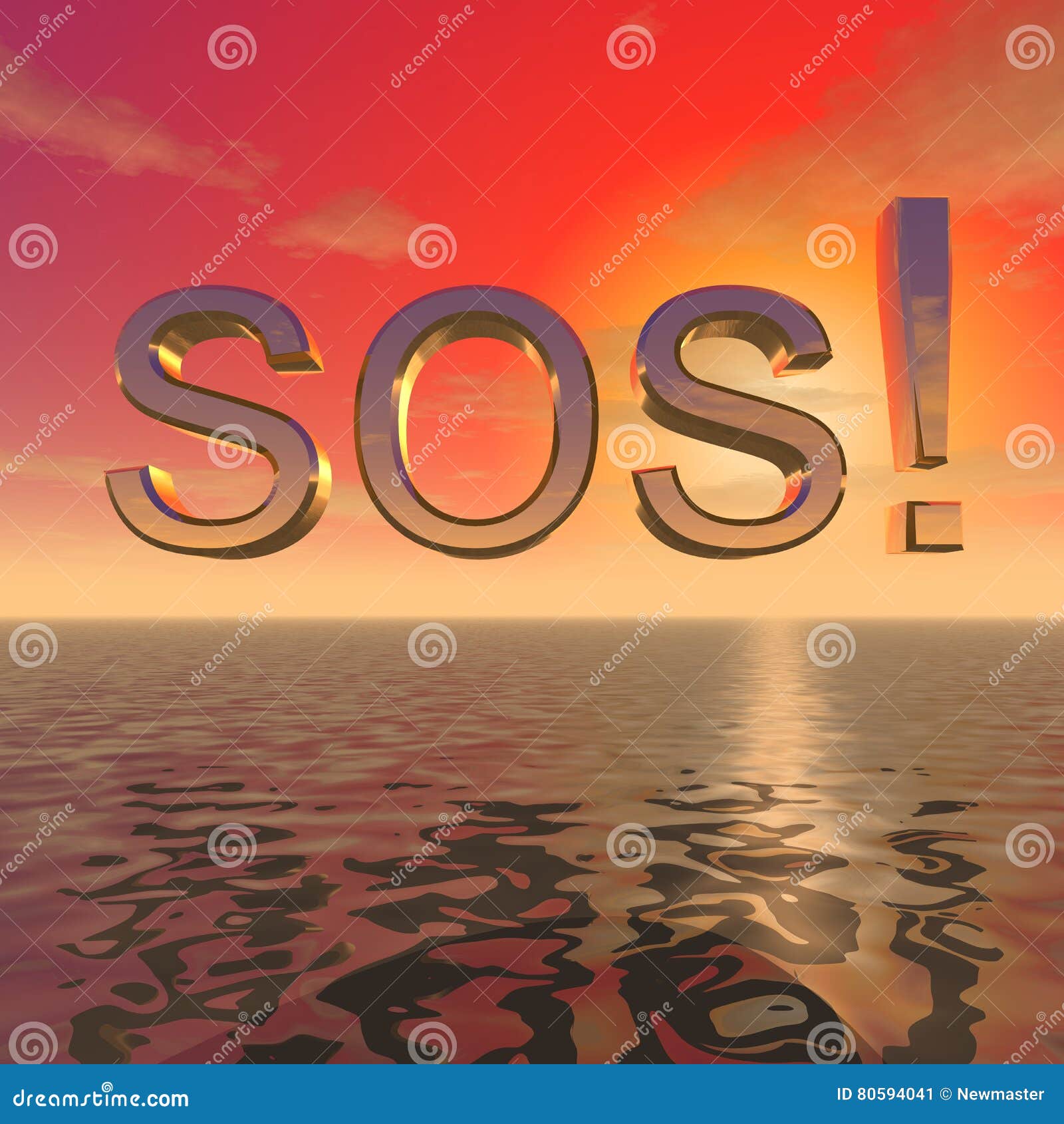 SOS Inscription Above the Surface of the Ocean Stock Illustration ...