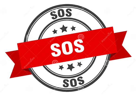 Sos label stock vector. Illustration of white, seal - 158942714