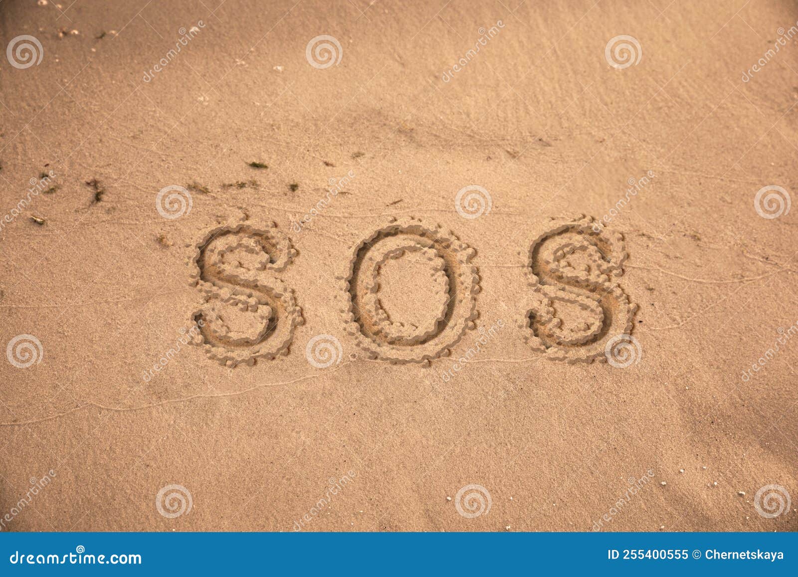 SOS Message Drawn on Sandy Beach, Top View Stock Image - Image of drawn ...
