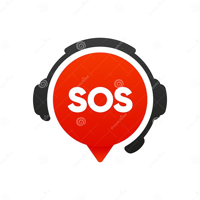 SOS Message. SOS Emergency Call. 911 Calling. Signal for Help. Vector ...