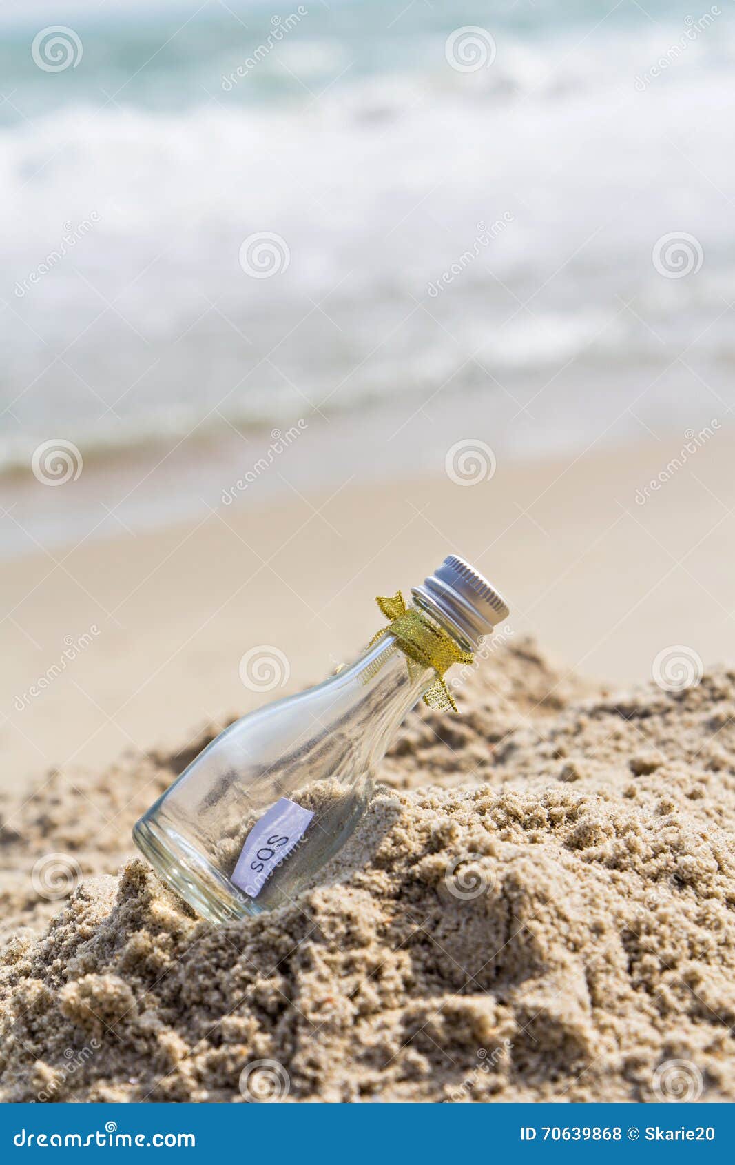 SOS Message in Glass Bottle Stock Photo - Image of castaway, seashore ...