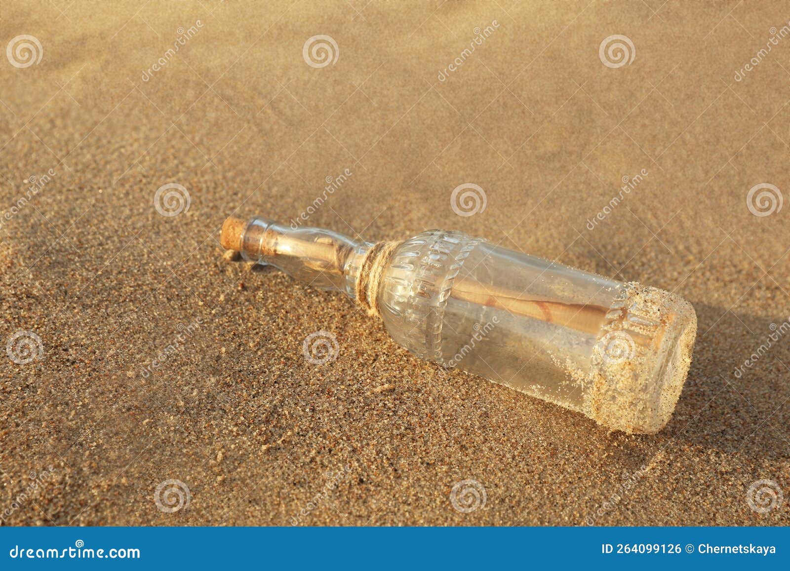 SOS Message in Glass Bottle on Sand, Closeup Stock Photo - Image of ...