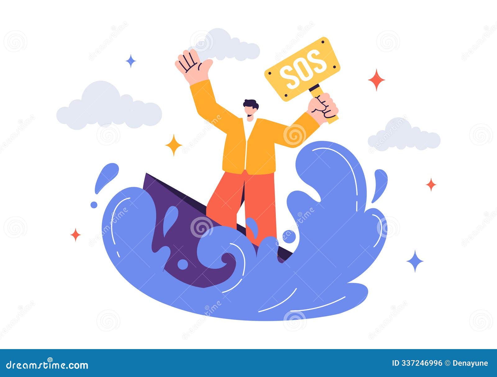 SOS Message Illustration Featuring People in Need of Emergency ...