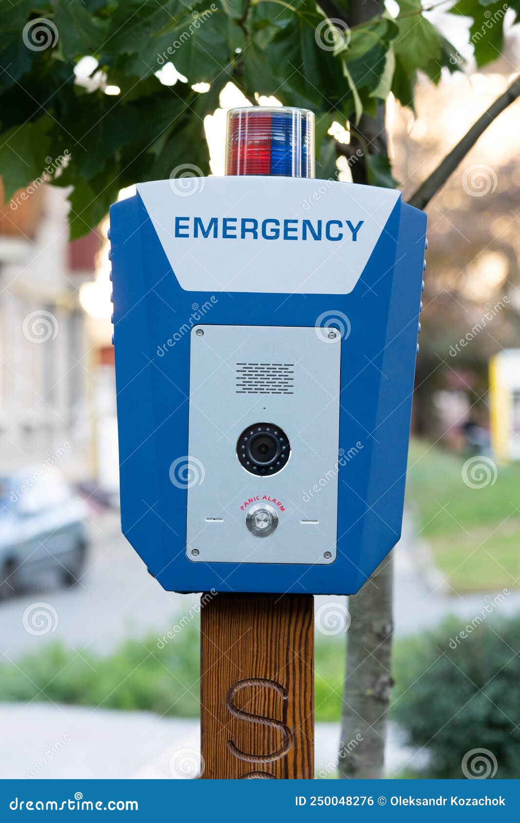 SOS, Police, Emergency Button in the Public Park. Stock Photo - Image ...