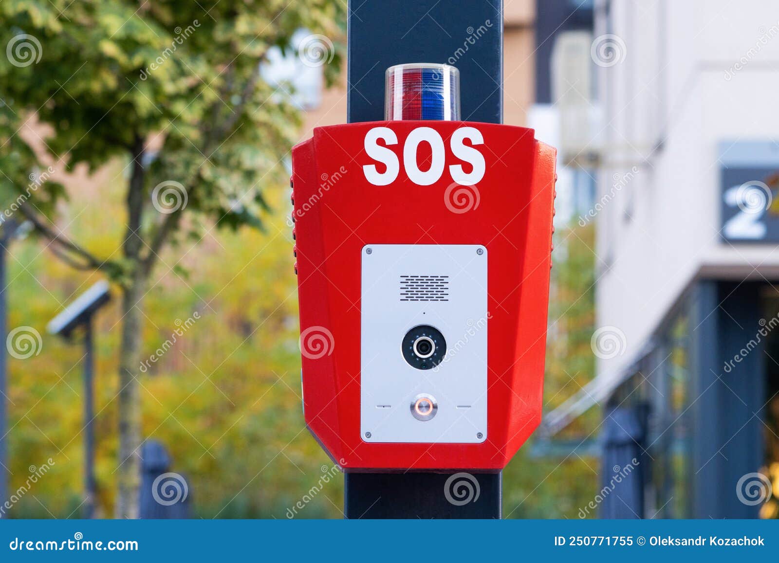 SOS, Police, Emergency Button in a Public Park. Stock Image - Image of ...