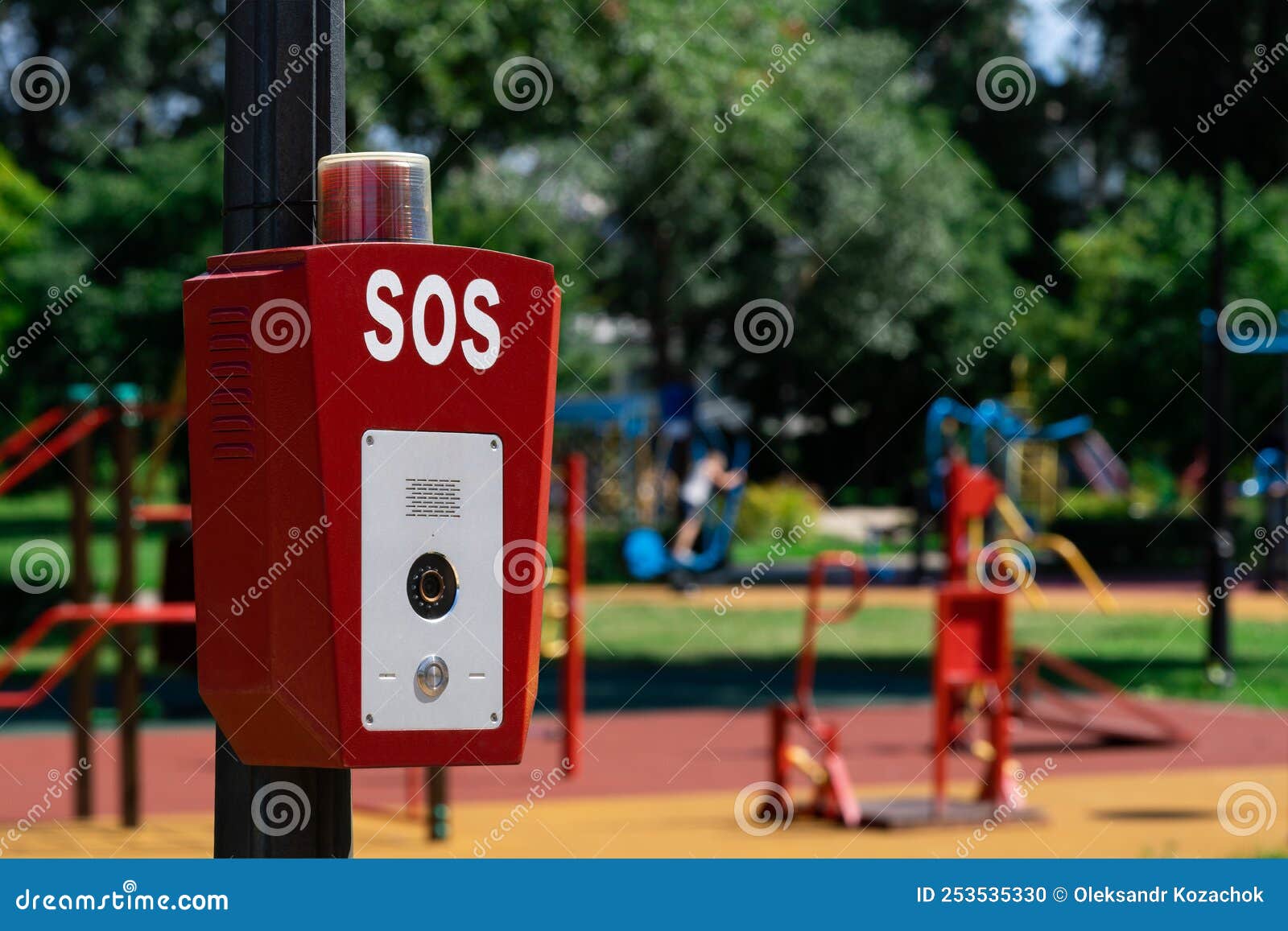 SOS, Police, Emergency Button in the Public Park. Stock Photo - Image ...