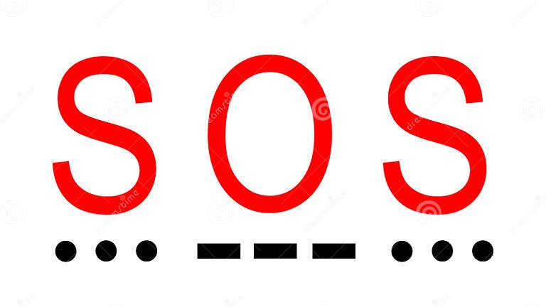 SOS Request for Help Morse Code Alphabet Font Vector Illustration ...
