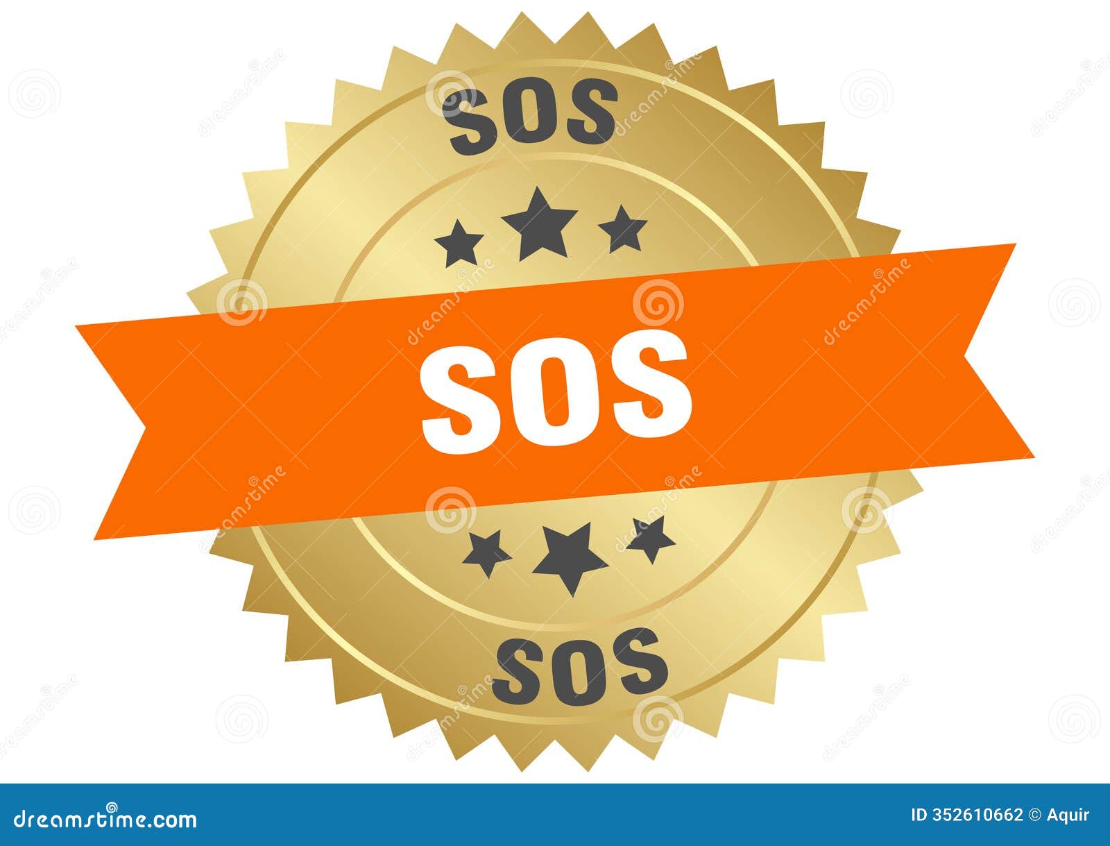 Sos. Sos Round Orange and Gold Label Isolated on Transparent Background ...