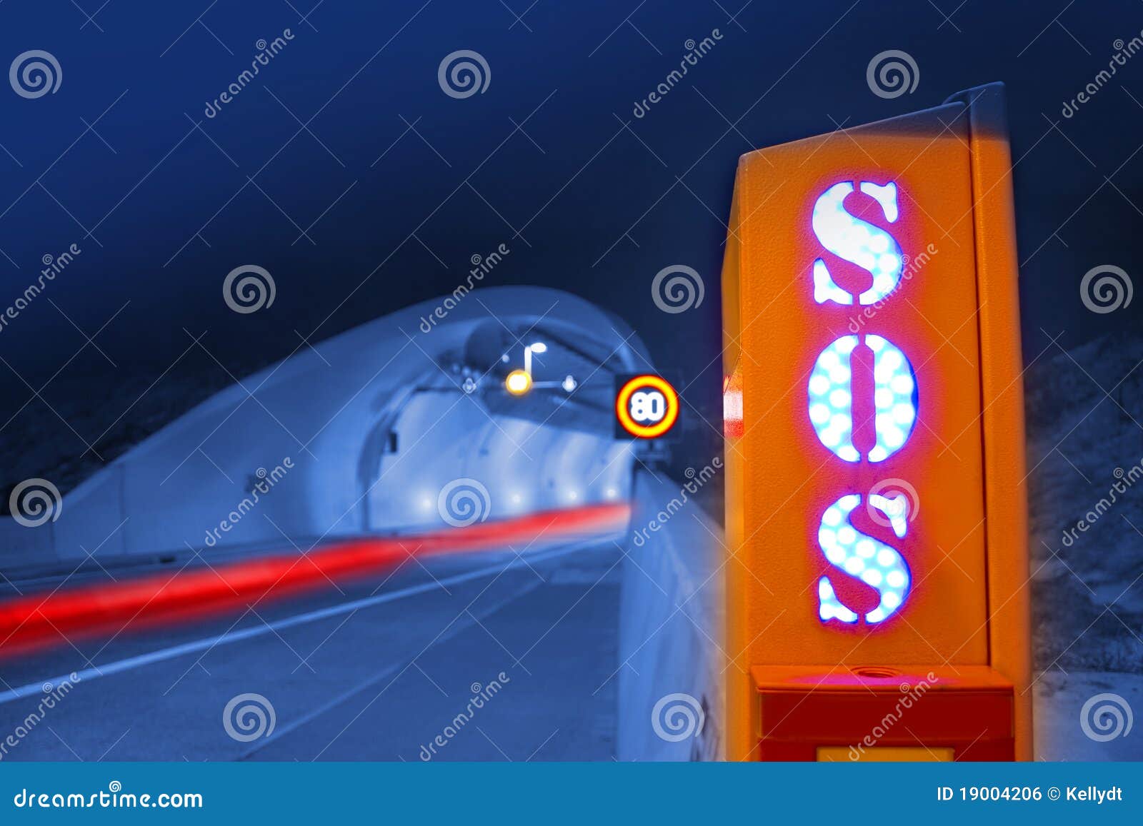 SOS Sign in Front of Highway Tunnel Stock Photo - Image of barrier ...