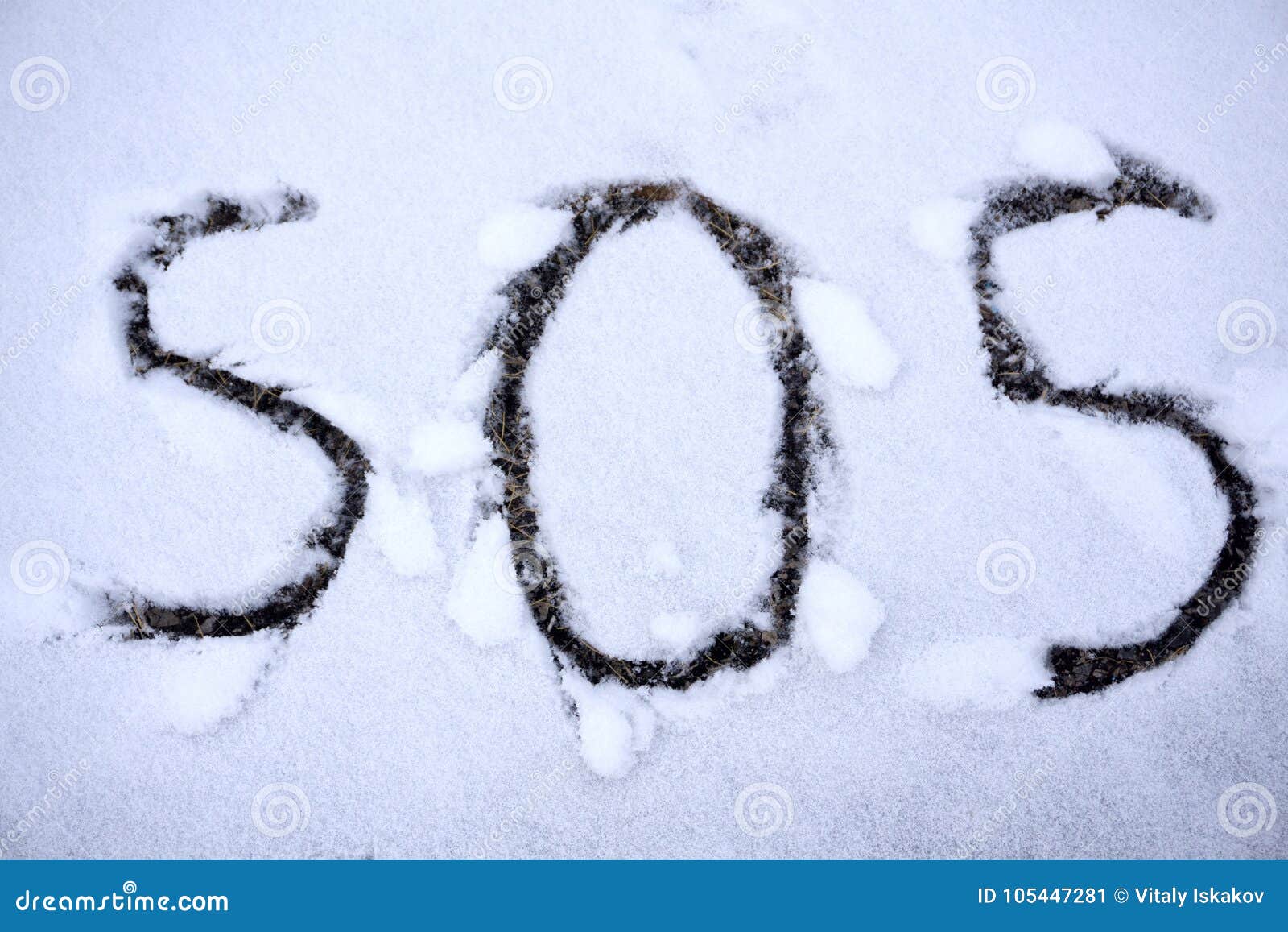 SOS Sign for Help Needed Written in the Snow Stock Image - Image of ...