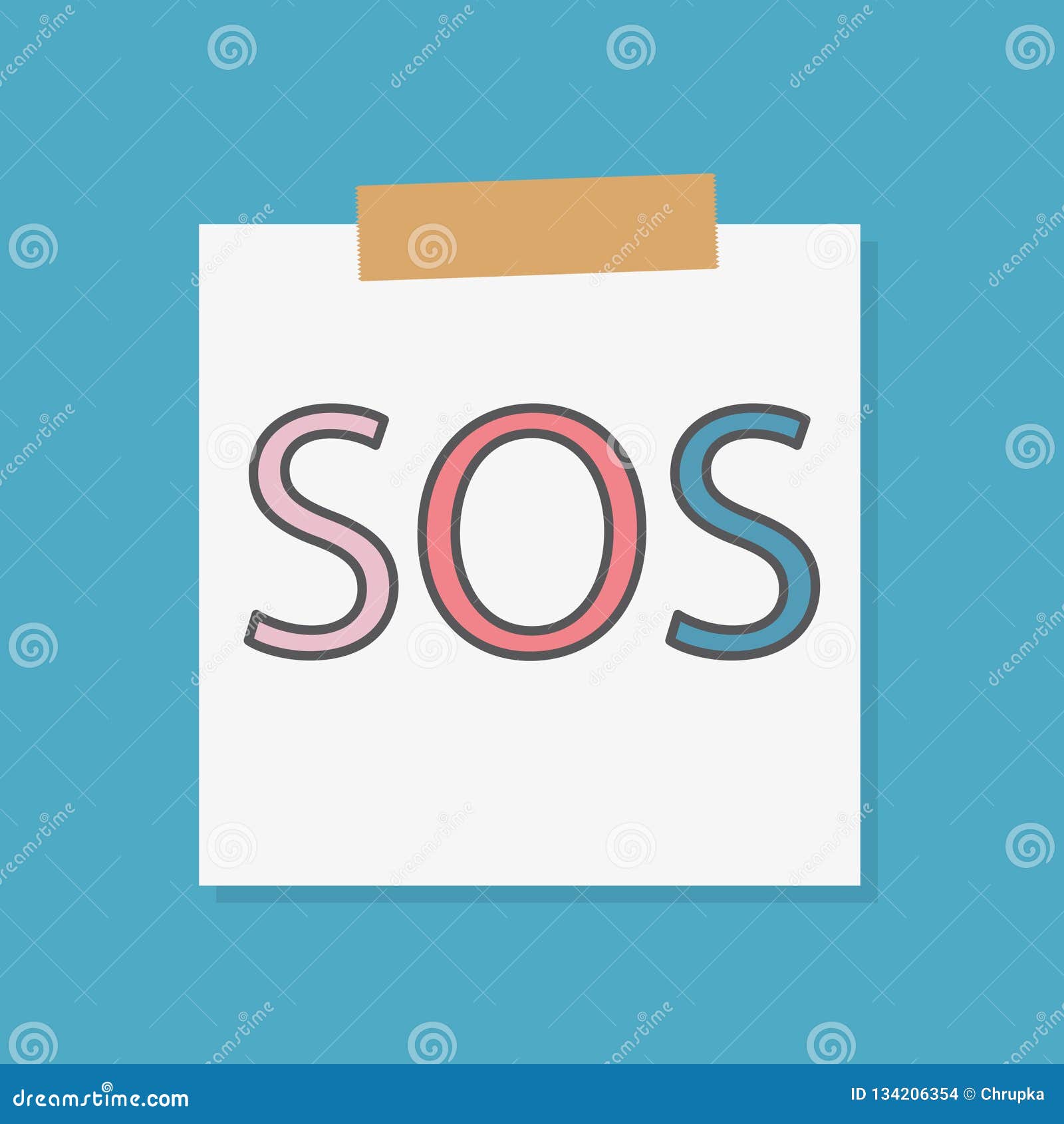 SOS Sign on a Notebook Paper Stock Vector - Illustration of lifeguard ...