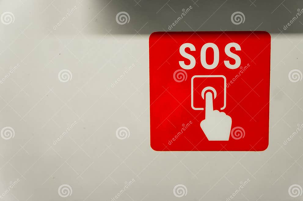 SOS Sign Shows Finger Push on a Button Stock Image - Image of alarm ...