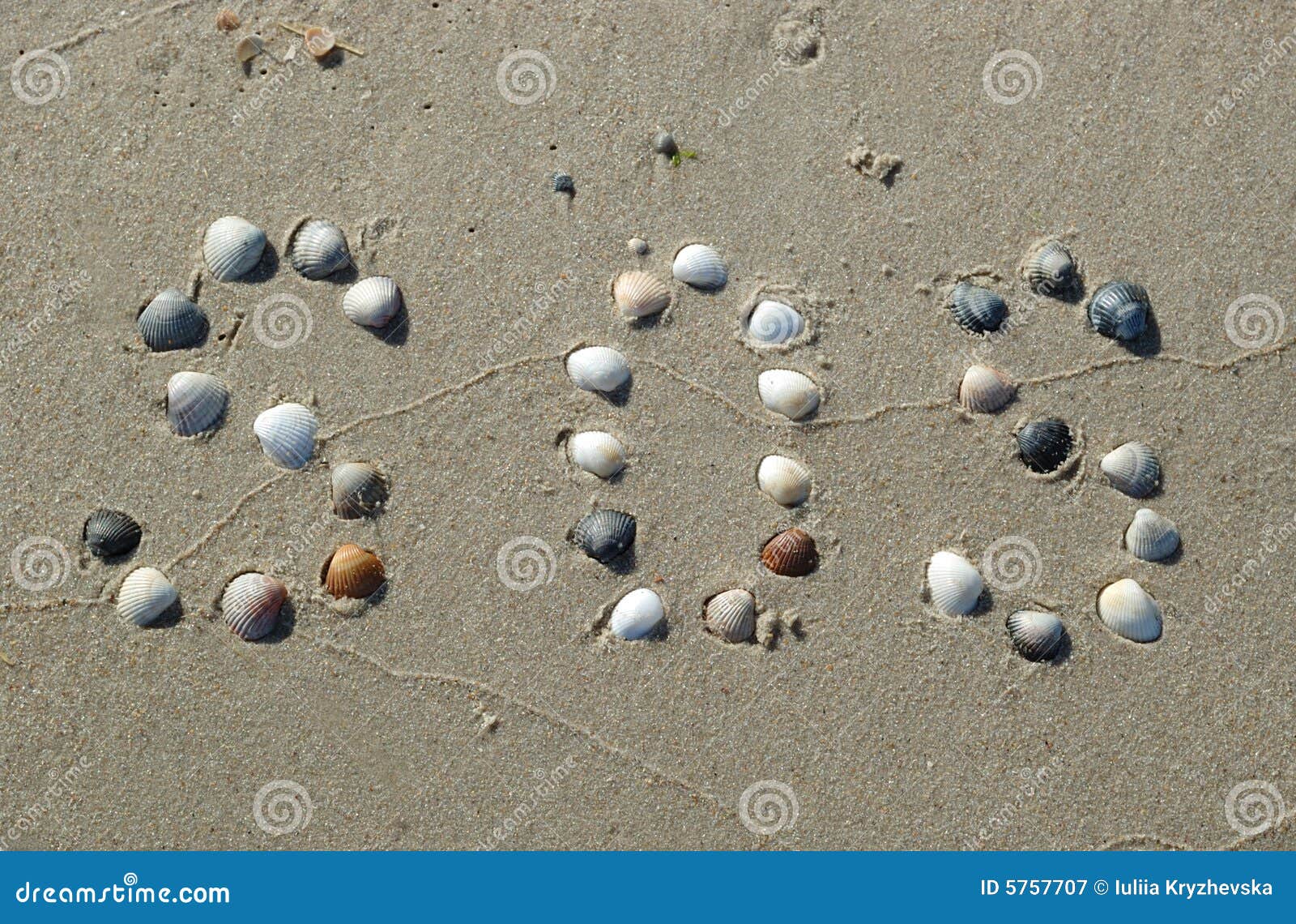 SOS Signal On The Sand Made From Shells Picture. Image: 5757707