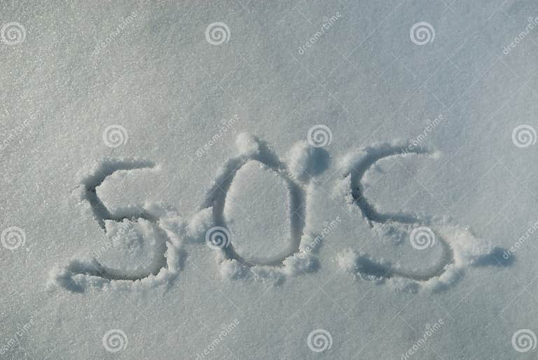 SOS in Snow stock photo. Image of sign, snow, alphanumeric - 12629104