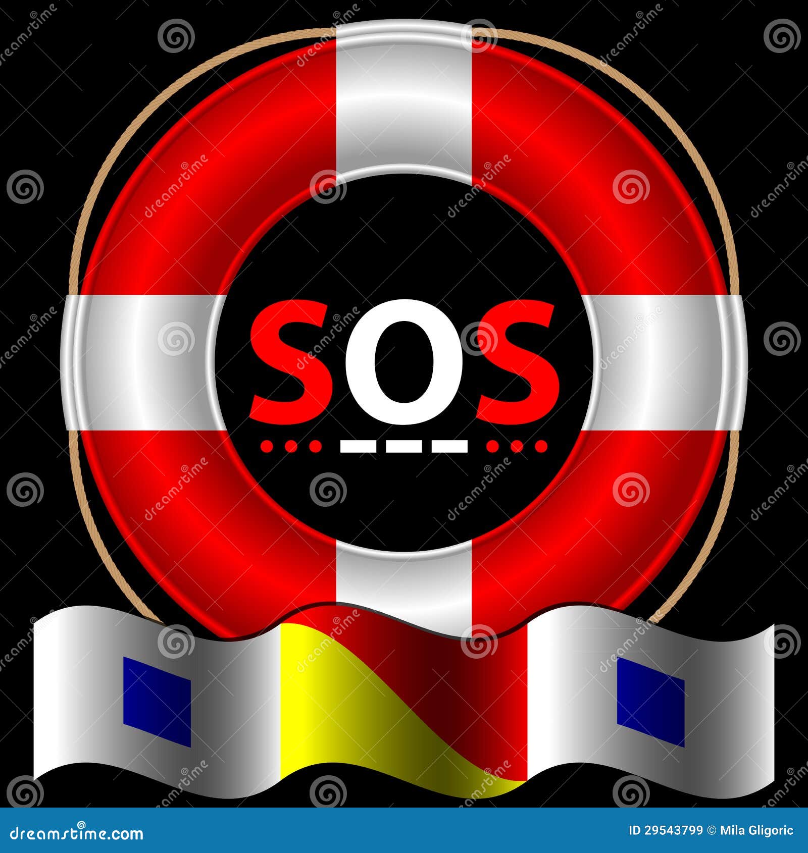 SOS symbol with lifebelt stock vector. Illustration of depression ...