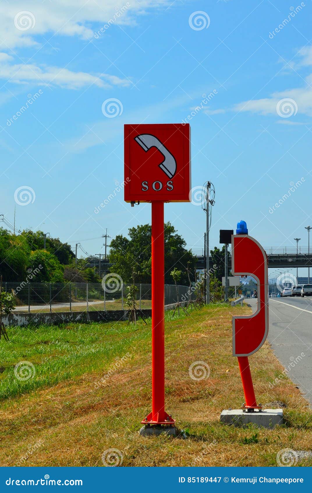 SOS telephone on motorway stock image. Image of side - 85189447
