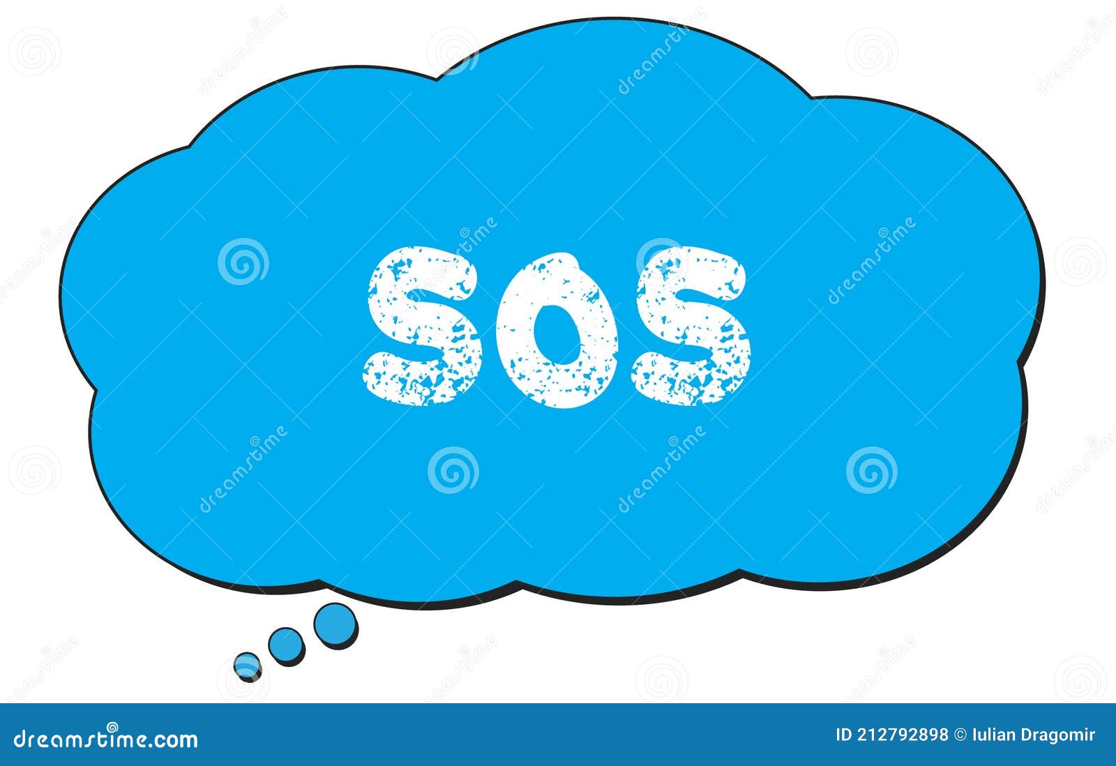 SOS Text Written on a Blue Thought Bubble Stock Illustration ...