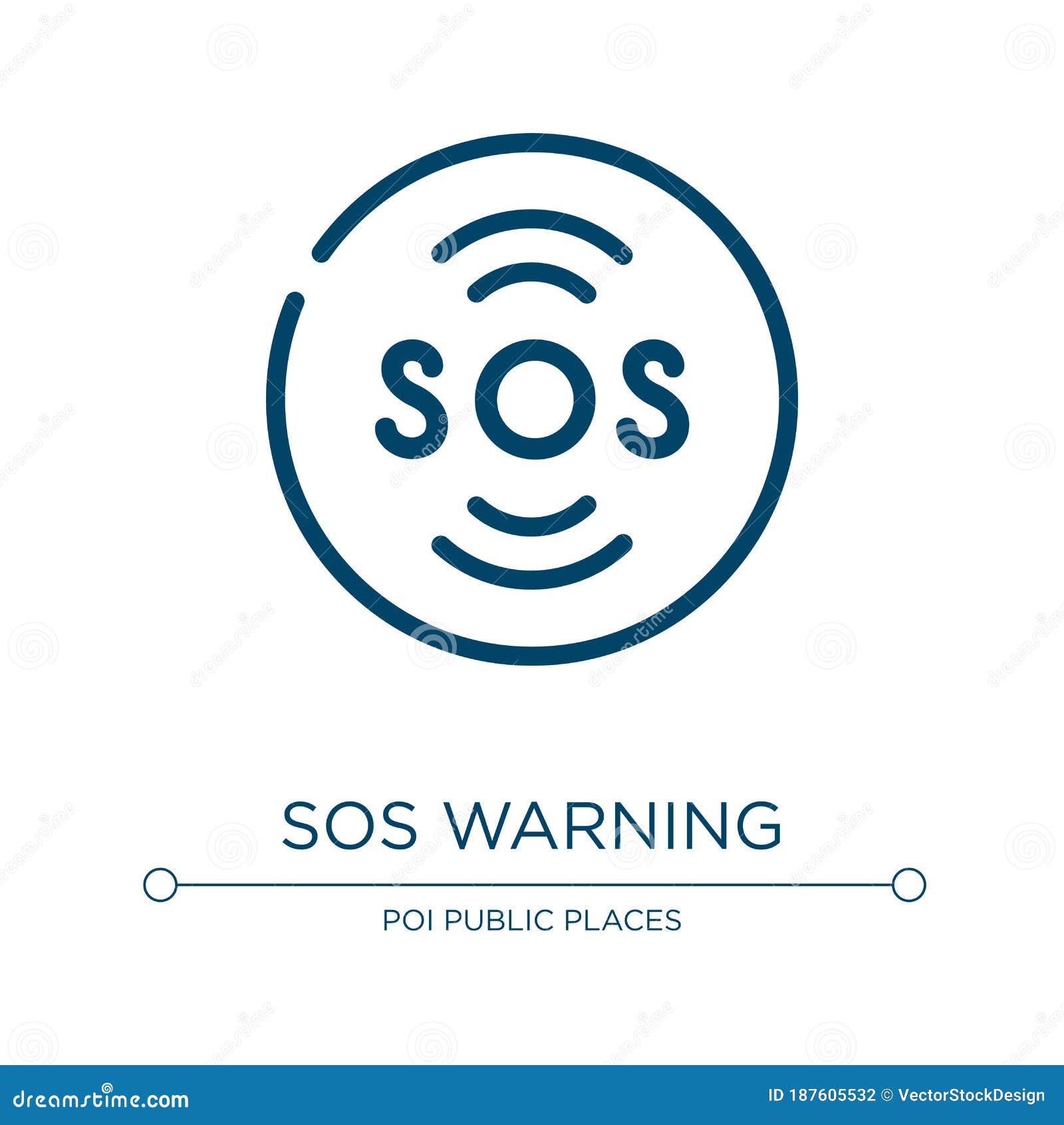 Sos Warning Icon. Linear Vector Illustration from Swimming Pool Rules ...