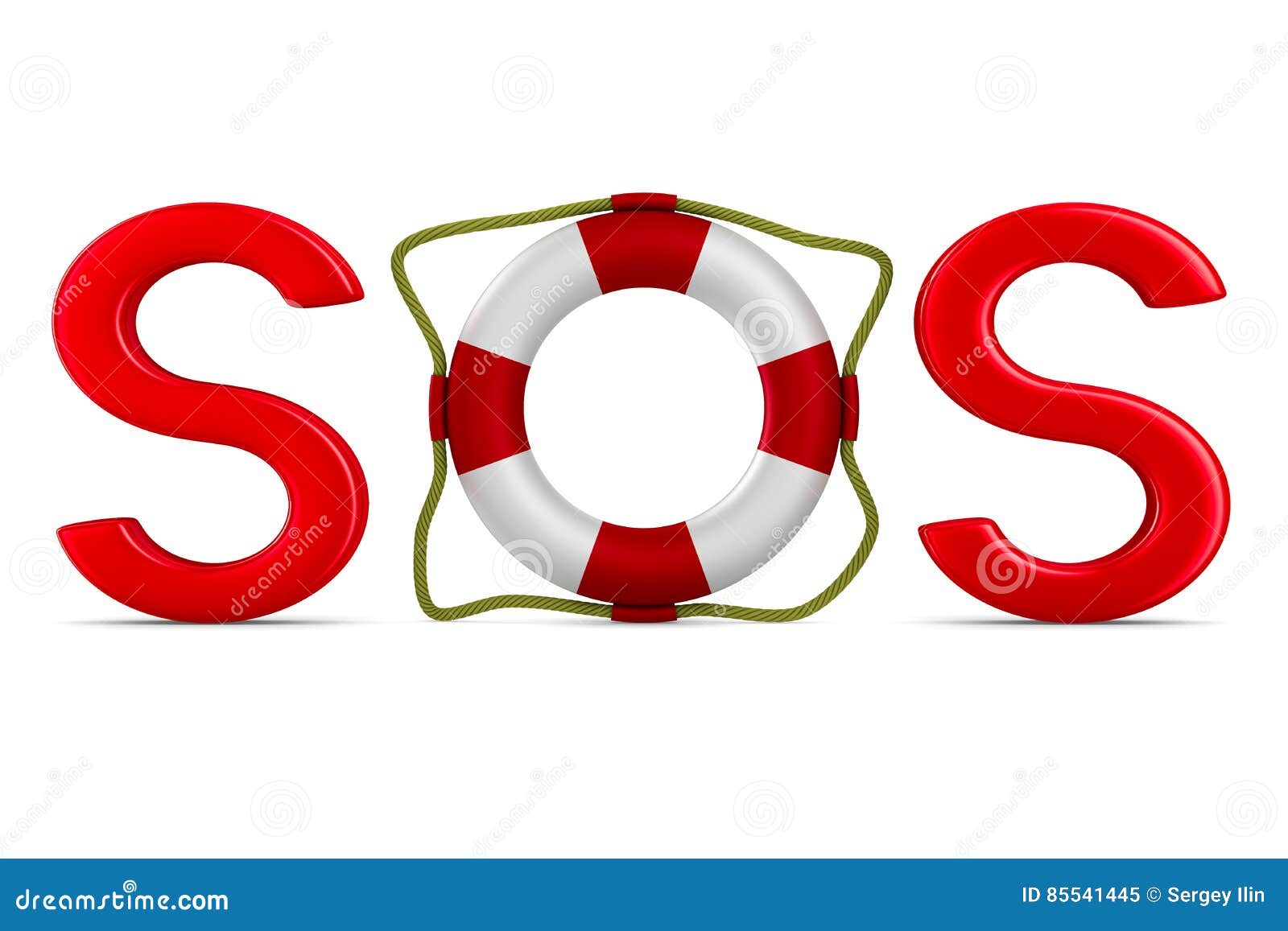 SOS on White Background. 3D Stock Illustration - Illustration of ...