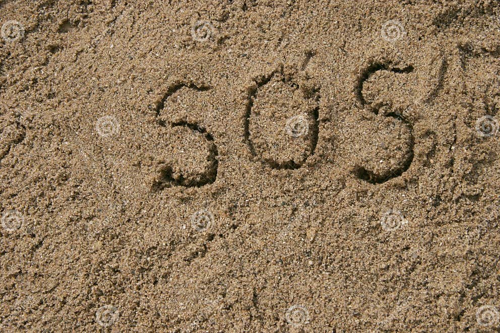 SOS writing on sand stock photo. Image of beaches, writing - 698632