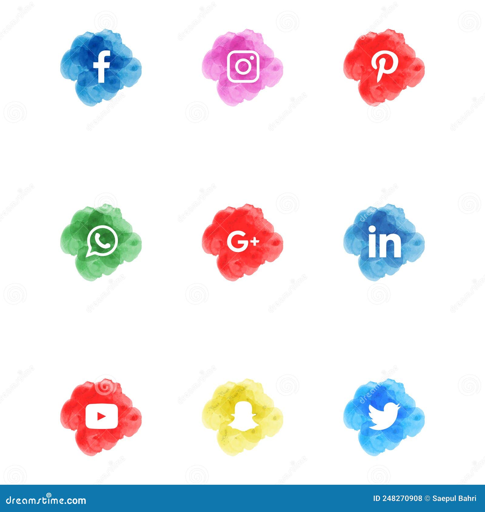 Sosmed Icon Square Colored Square Cartoon Vector | CartoonDealer.com ...