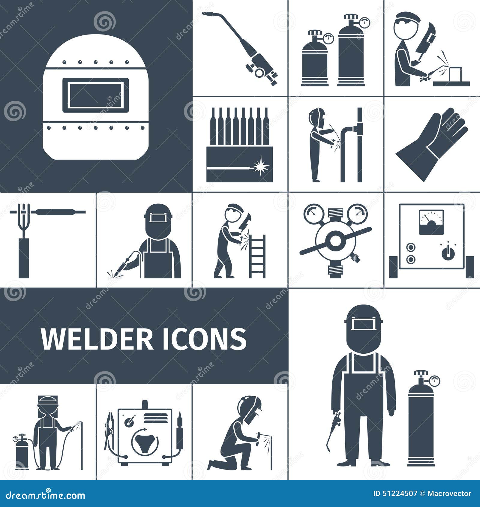 Soudeur Icons Black Set illustration de vecteur. Illustration du casque ...