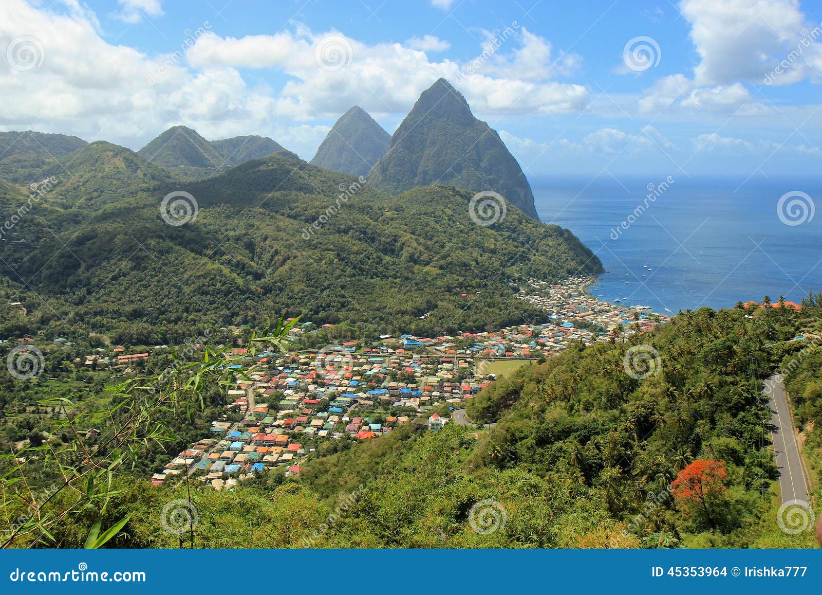 Soufriere View, St Lucia, Caribbean Stock Photo - Image of light, lucia ...