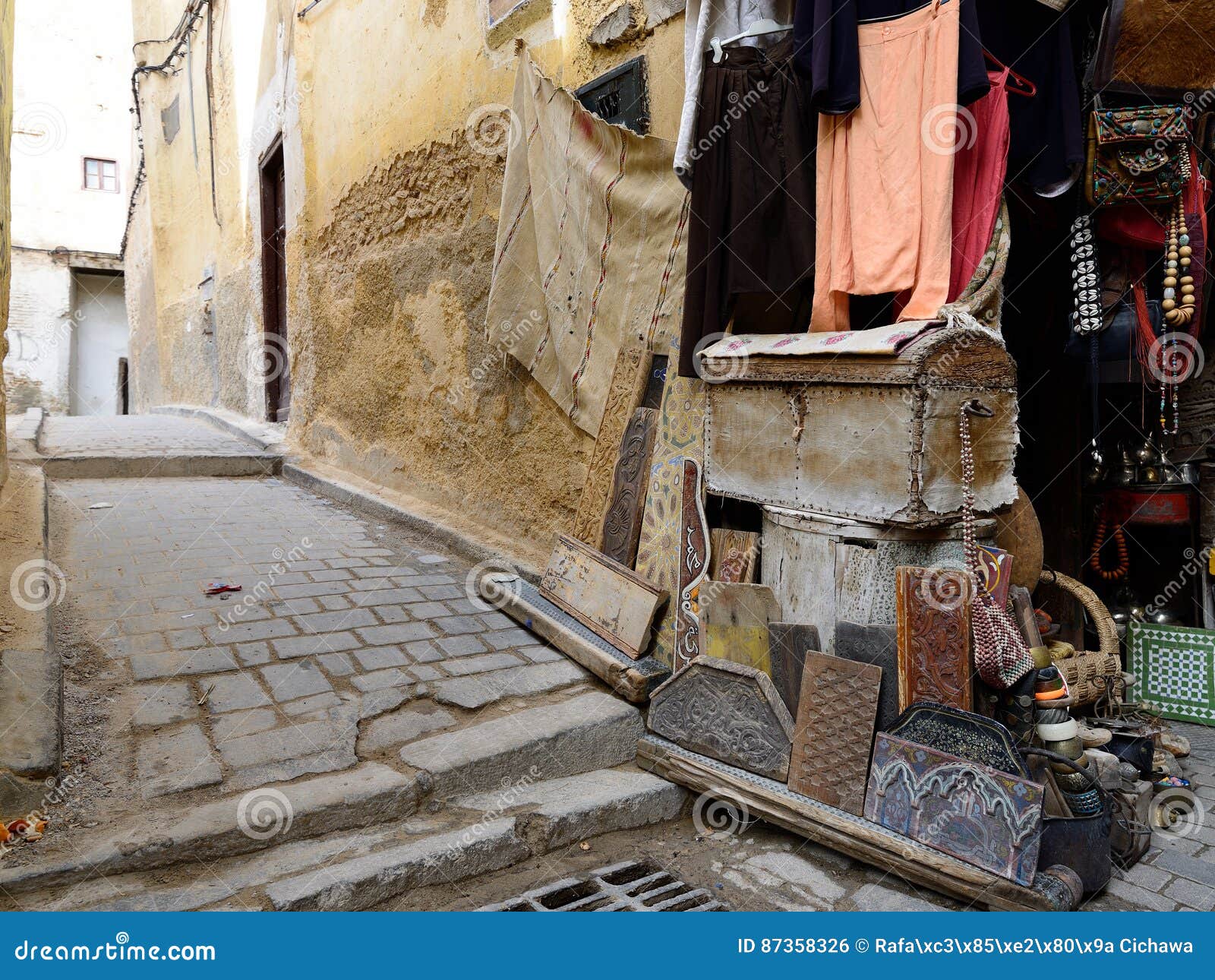 Souk Bazaar in the Moroccan Old Town - Medina Stock Photo - Image of ...