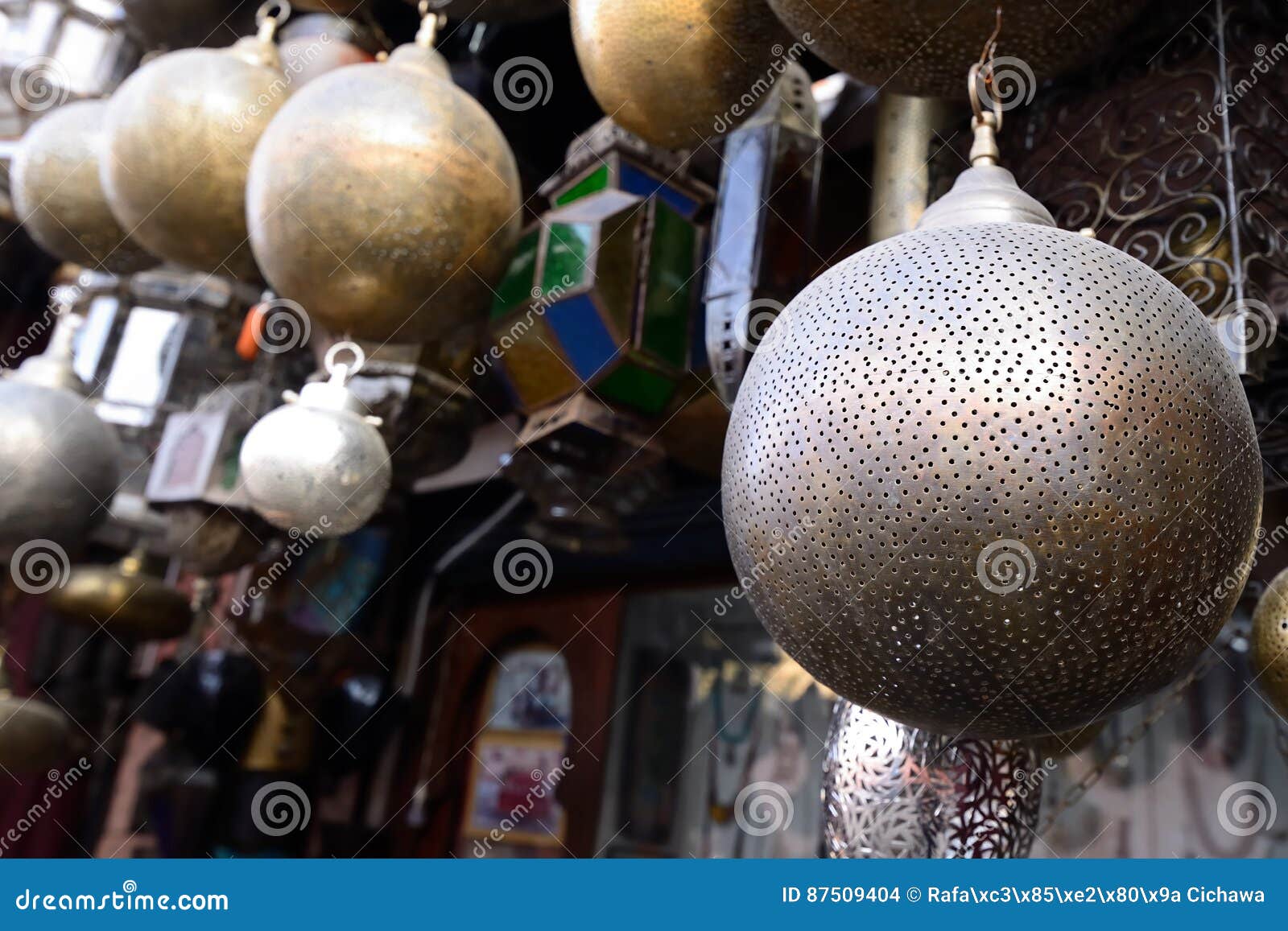 Souk Bazaar in the Moroccan Old Town - Medina Stock Photo - Image of ...