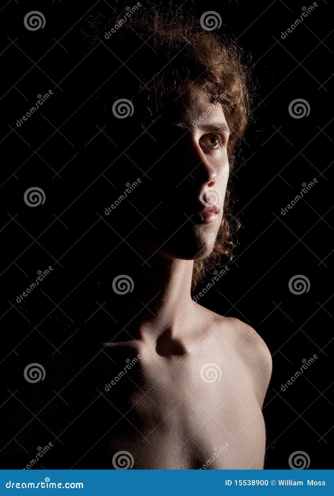 Soulful Young Man Half in Shadow Stock Photo - Image of gazing, thin ...