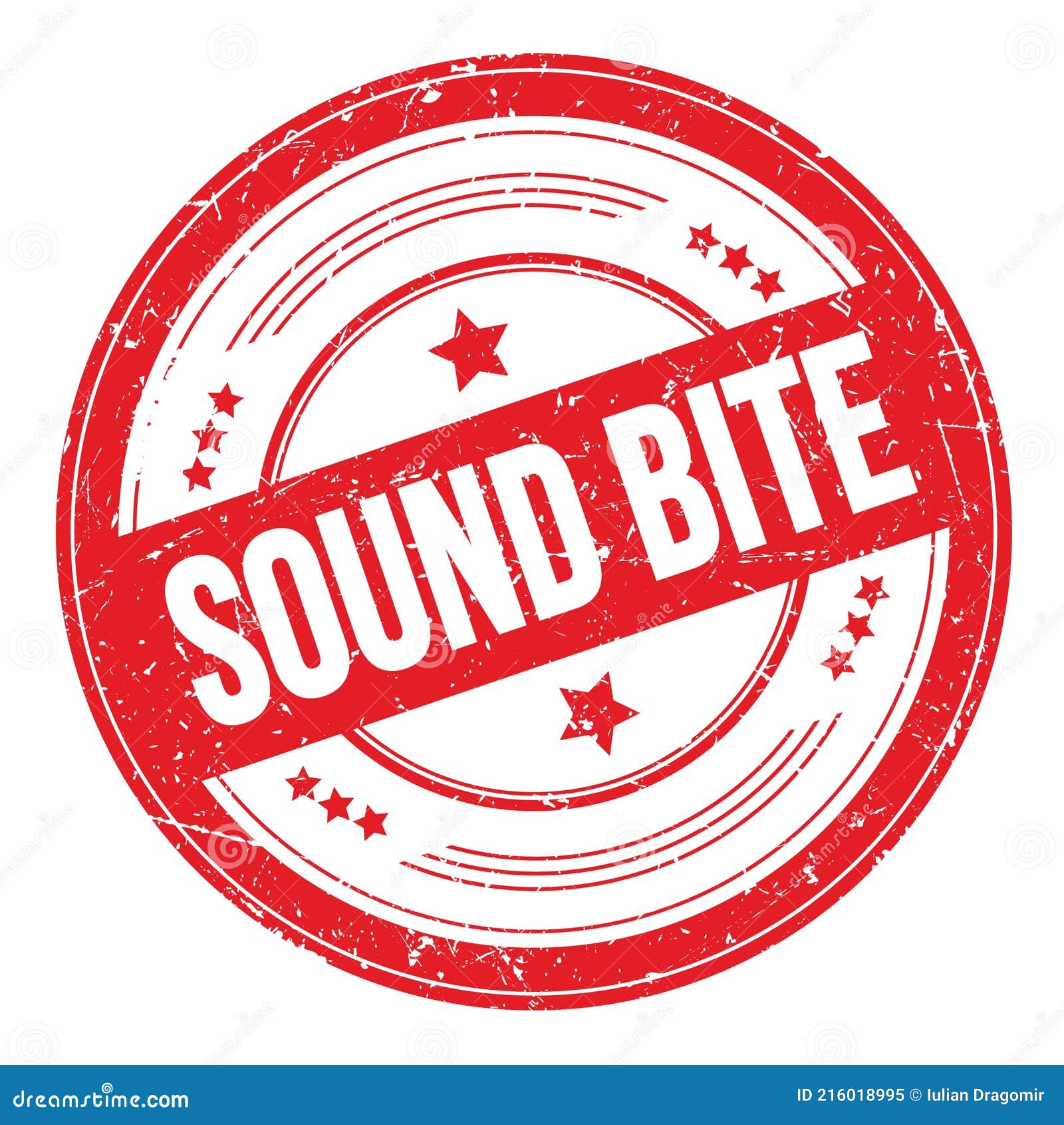 SOUND BITE Text on Red Round Grungy Stamp Stock Illustration ...