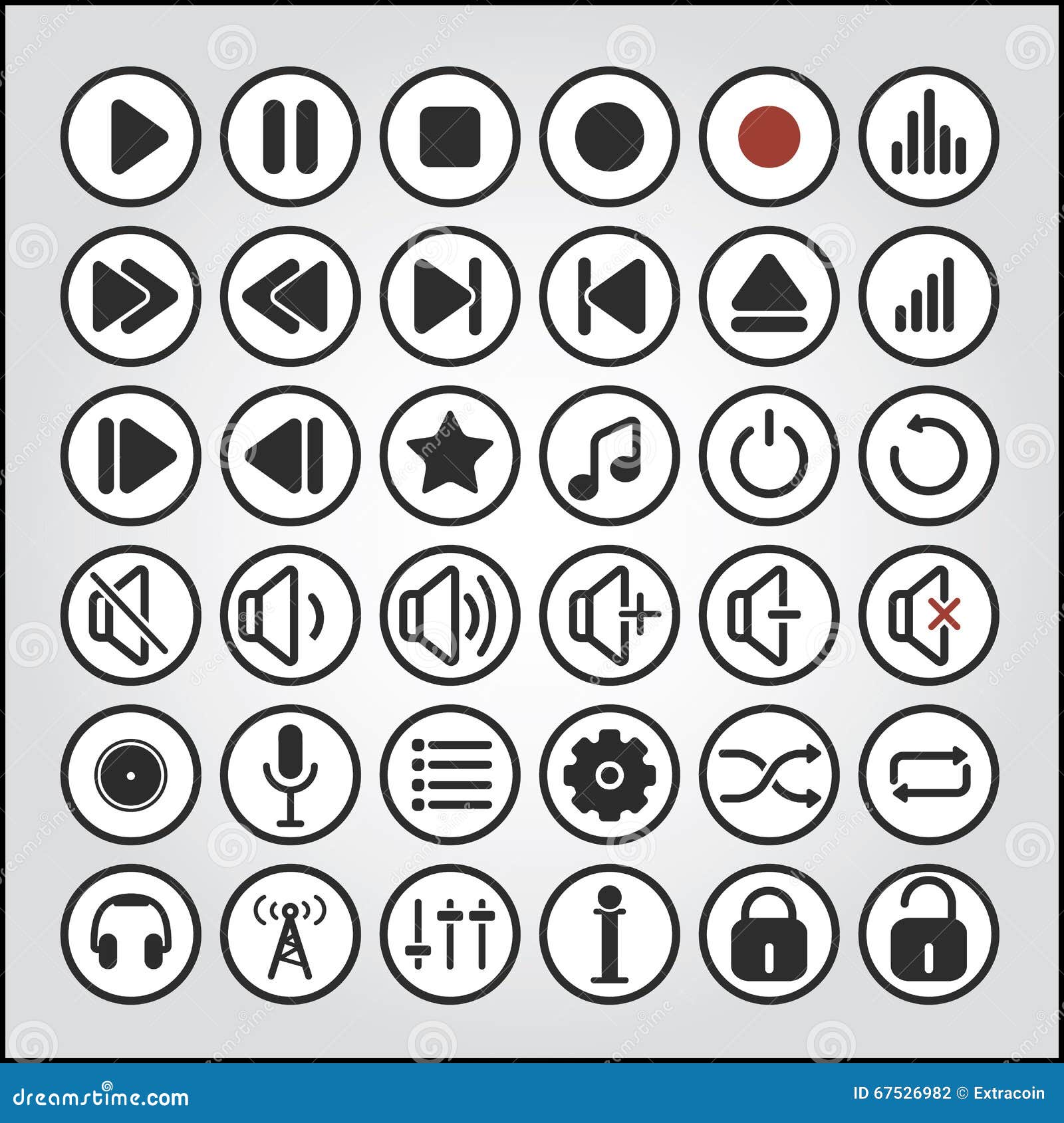Sound Buttons, Audio Player Icons Stock Vector - Illustration of symbol ...