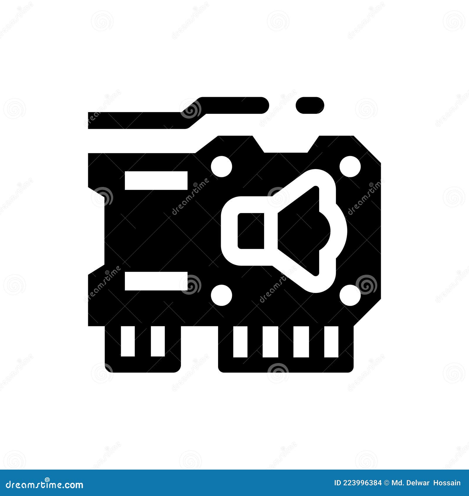 Sound card icon stock vector. Illustration of icon, sign - 223996384