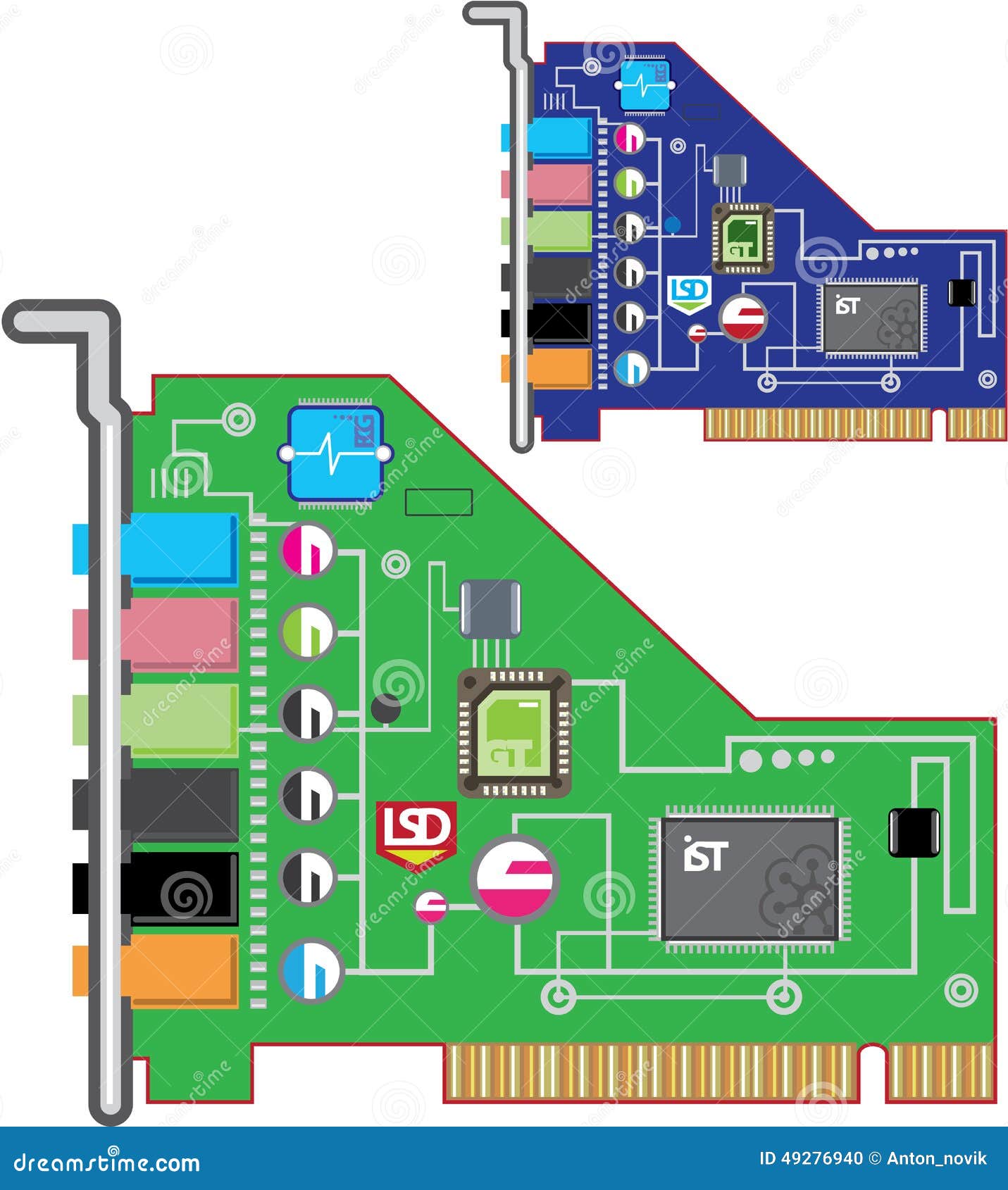 Sound Card Showing Input And Output Jacks Icon Cartoon Vector ...