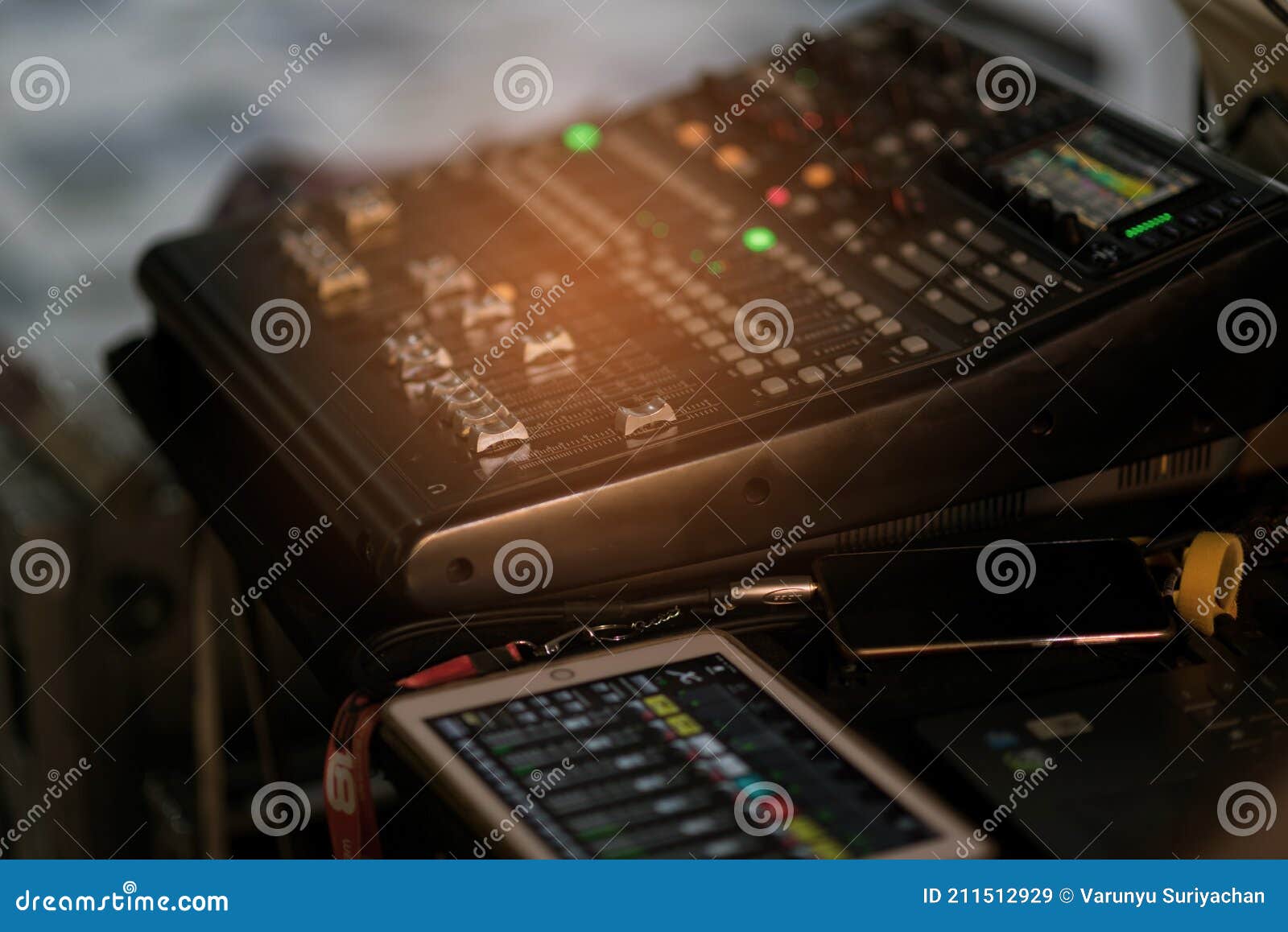 Sound Check for Concert, Mixer Control, Music Engineer, Backstage Stock ...