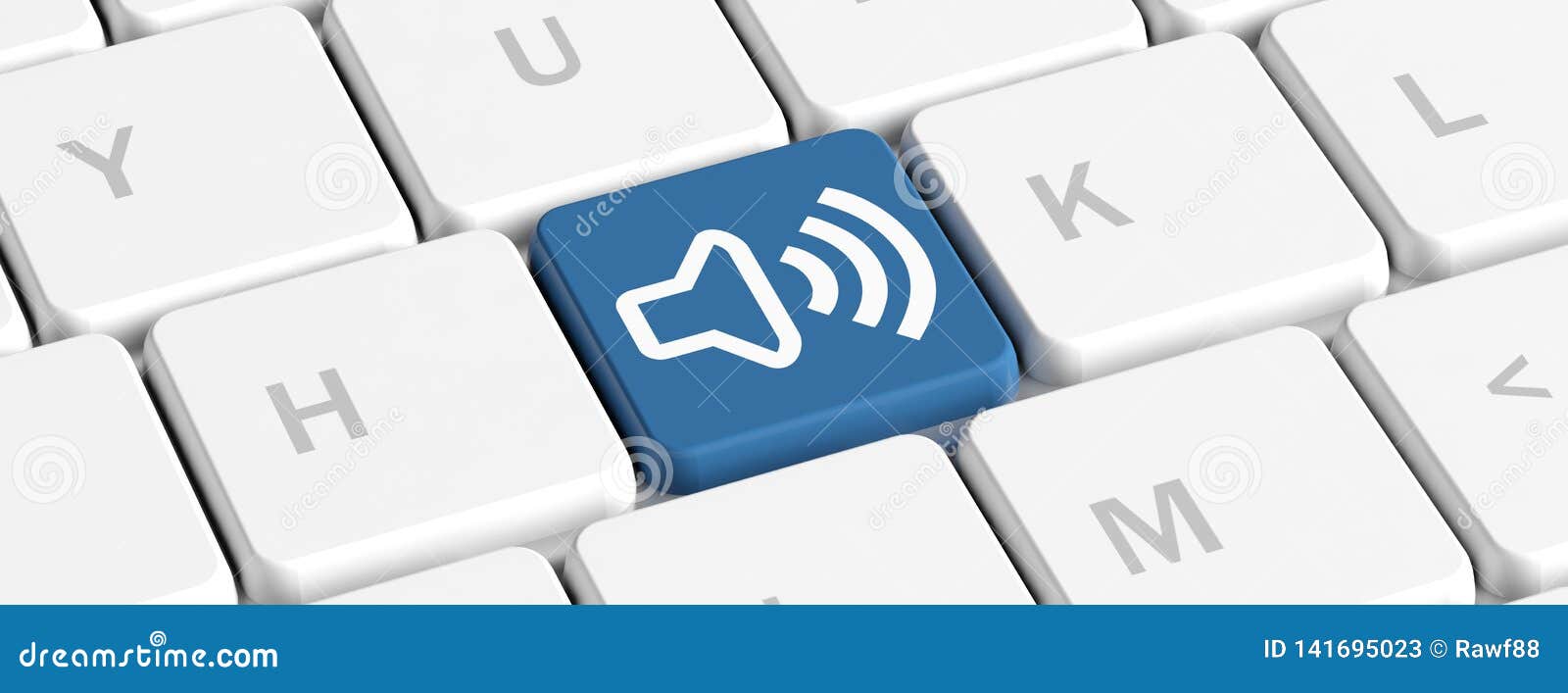 Sound, Computer Volume. Blue Key Button with a Speaker on a Computer ...