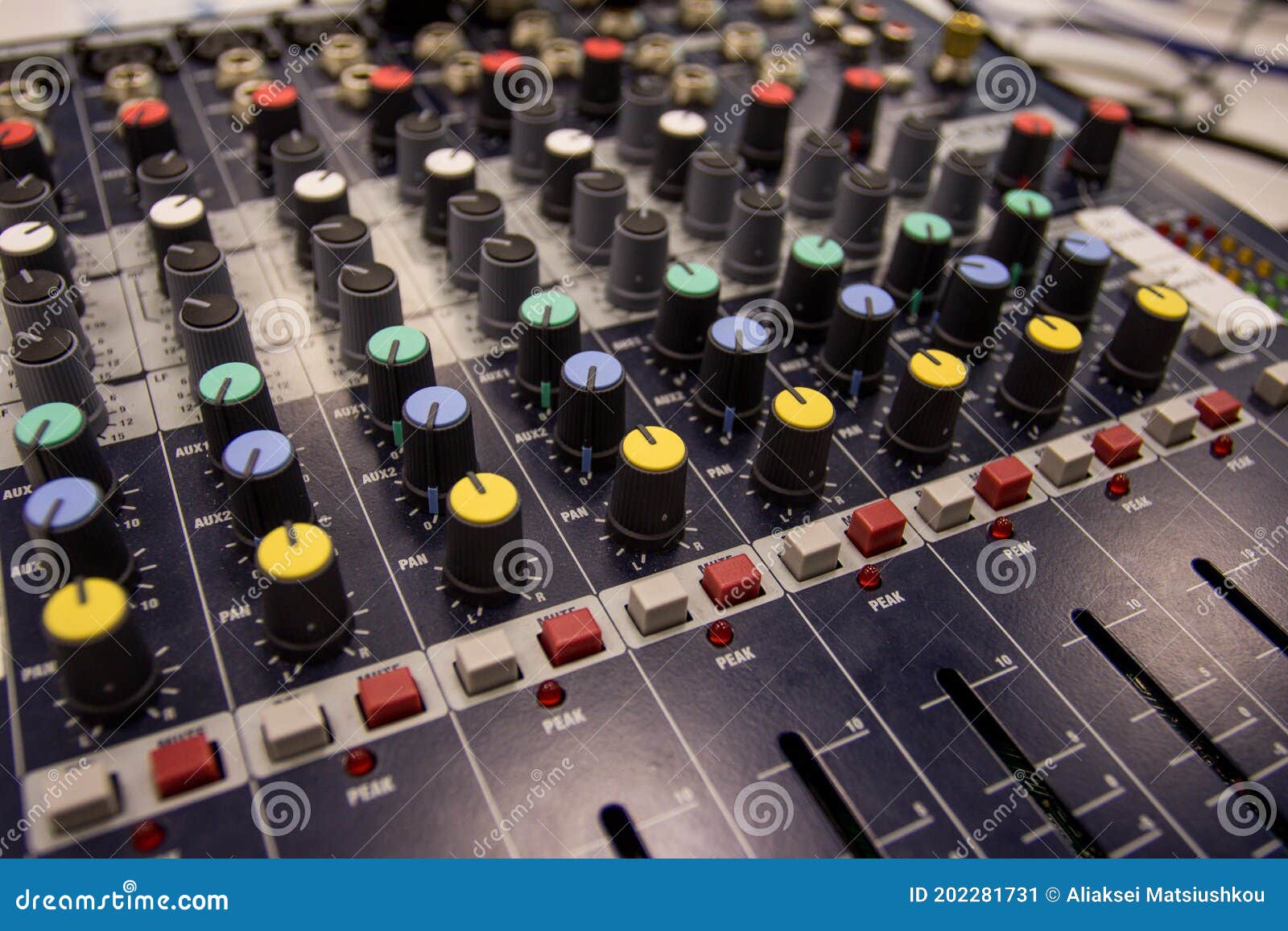 Sound Console during Live Online Stock Image - Image of record ...