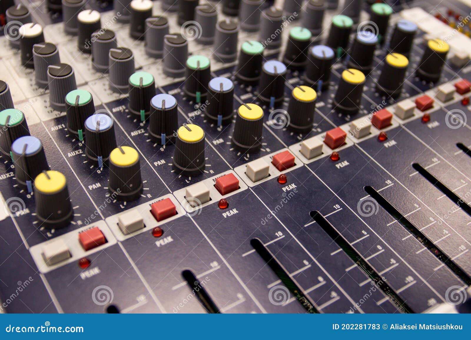 Sound Console during Live Online Stock Image - Image of volume ...