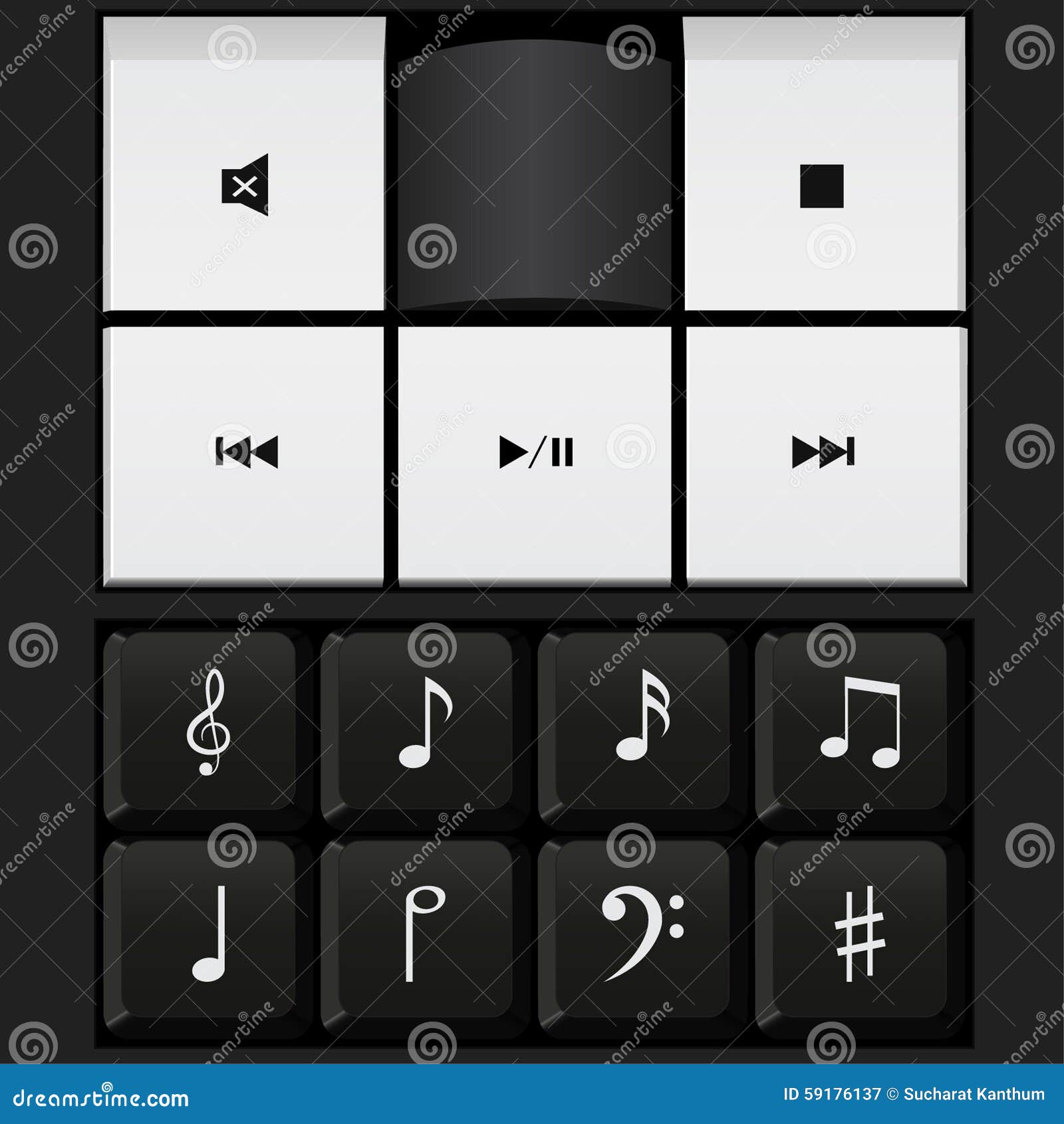 Sound Control Keyboard and Music Notes Vector Stock Vector ...