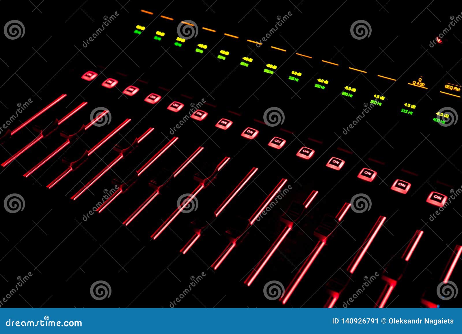 Sound Control with LED Backlight, Sound Equipment. Stock Image - Image ...