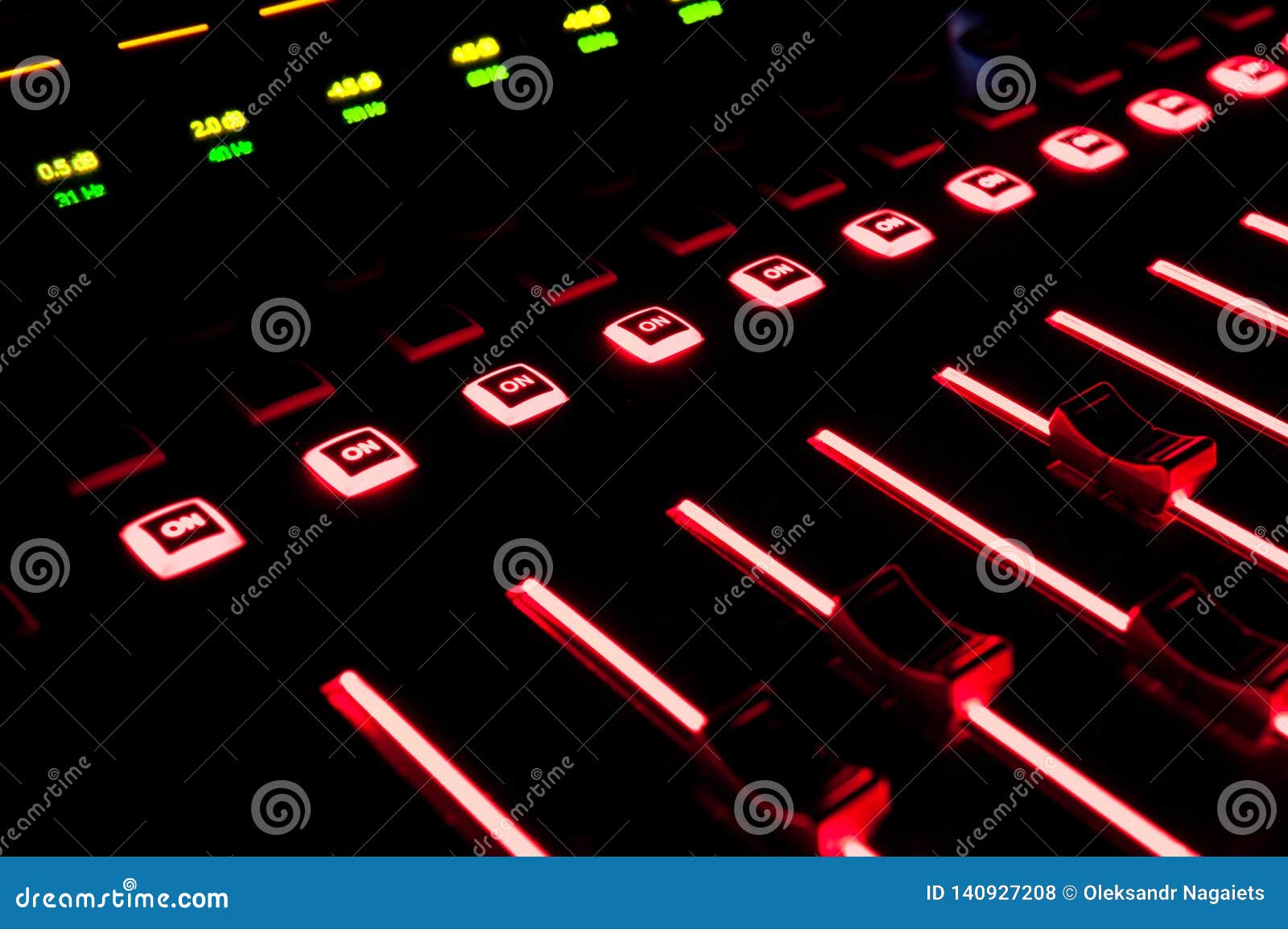 Sound Control with LED Backlight, Sound Equipment. Stock Photo - Image ...