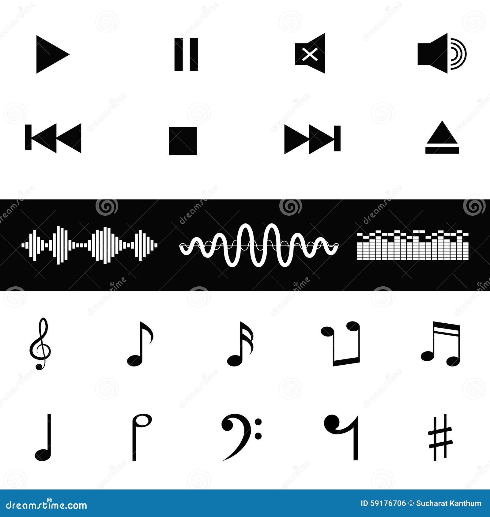 Sound Control Music Notes Sound Waves Icon Stock Vector - Illustration ...