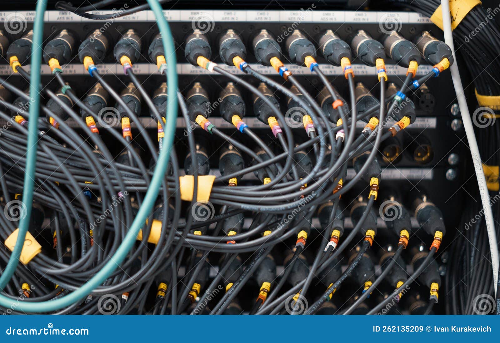 Sound Control Panel. Large Quantities of XLR Connectors and Wires Stock ...