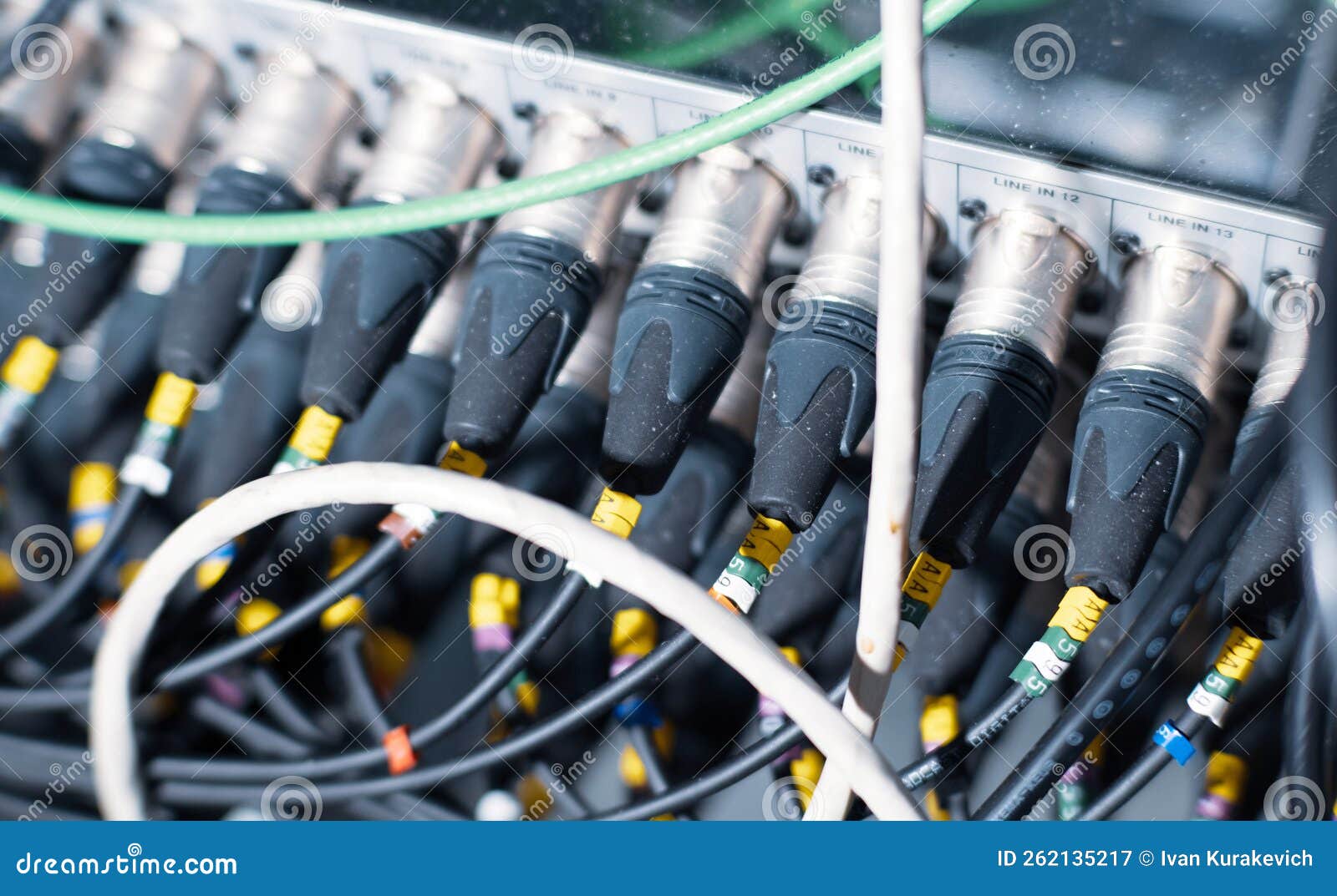 Sound Control Panel. Large Quantities of XLR Connectors and Wires Stock ...