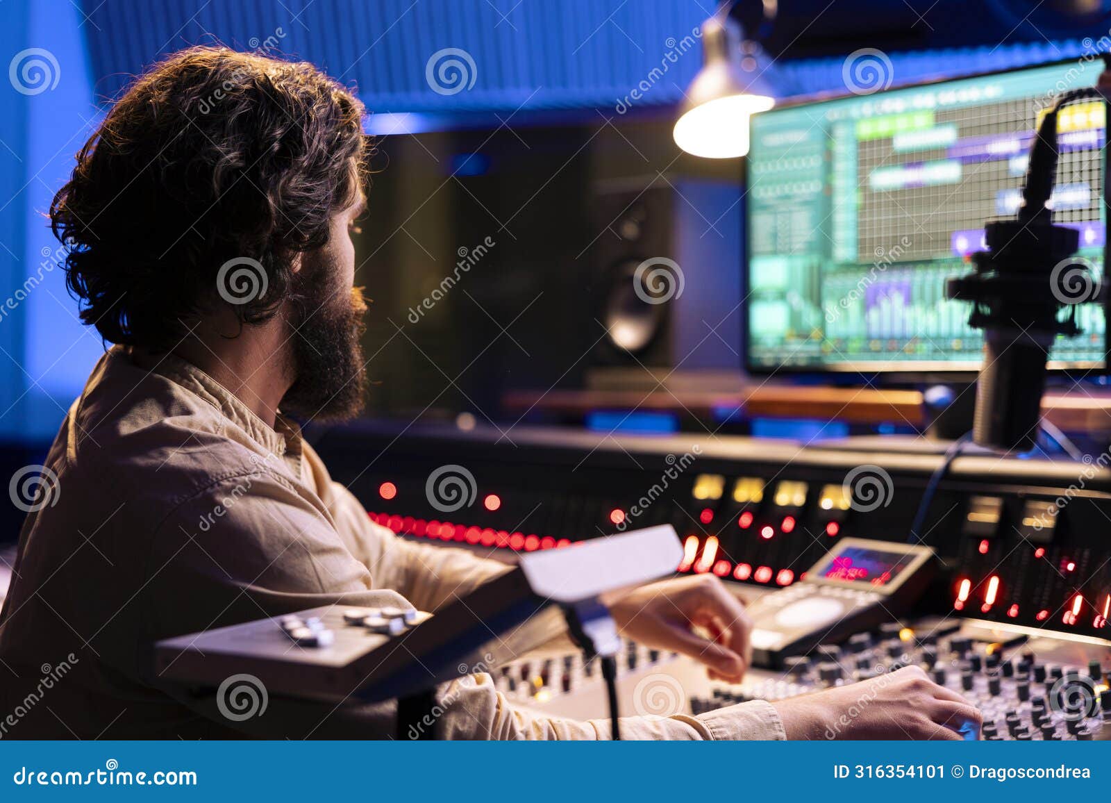 Sound Designer Editing Music with Digital Audio Software on Pc Stock ...
